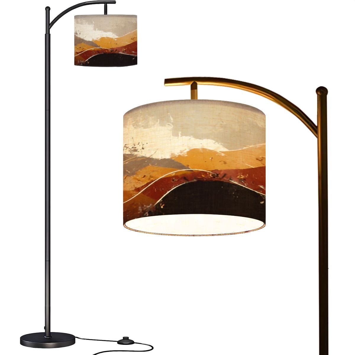 Arc Floor Lamps Abstract artistic hand drawn oil Art wall Golden ...