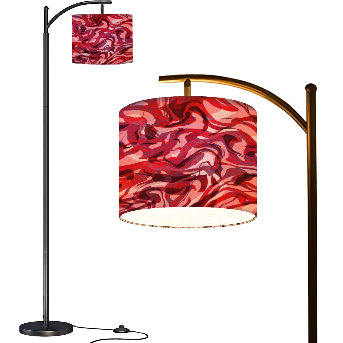 Arc Floor Lamps Abstract geometric swirl marble layered hot colors ...