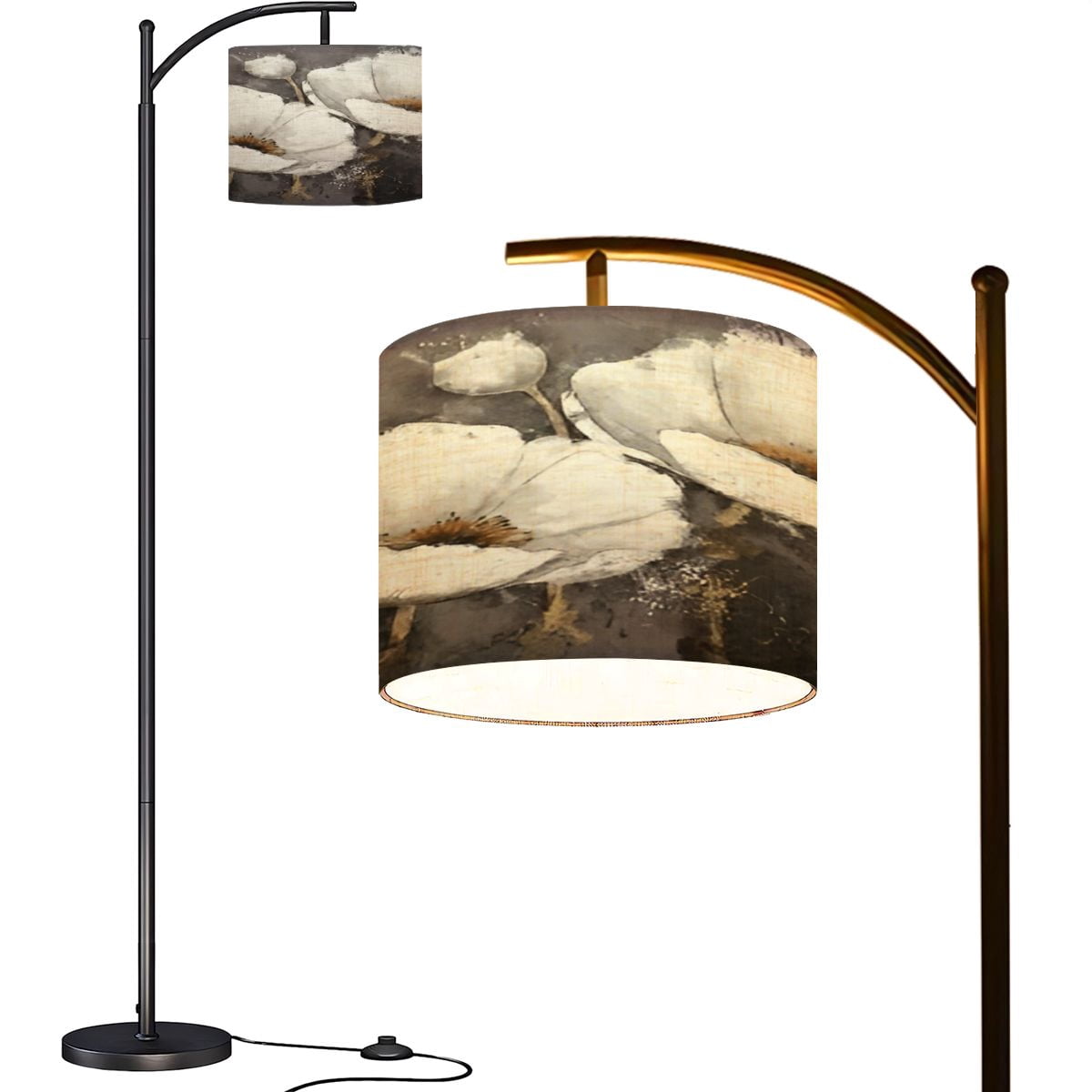 Arc Floor Lamps Abstract hand drawn oil flowers Abstract art Oil canvas ...
