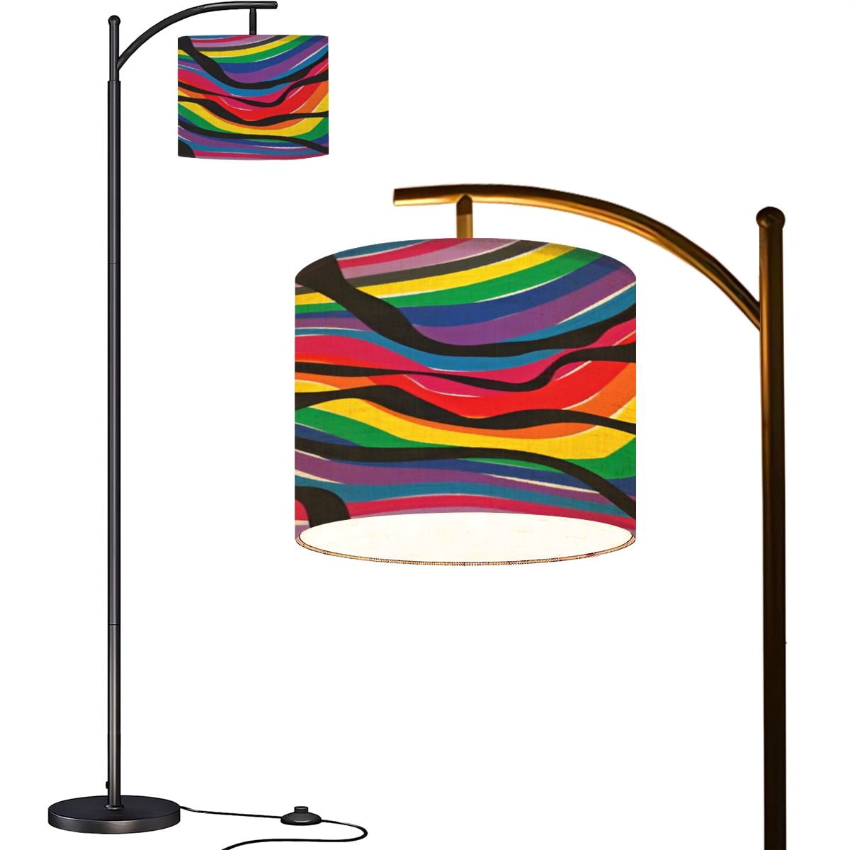Arc Floor Lamps Abstract psychedelic colorful waves Trendy retro 60s ...