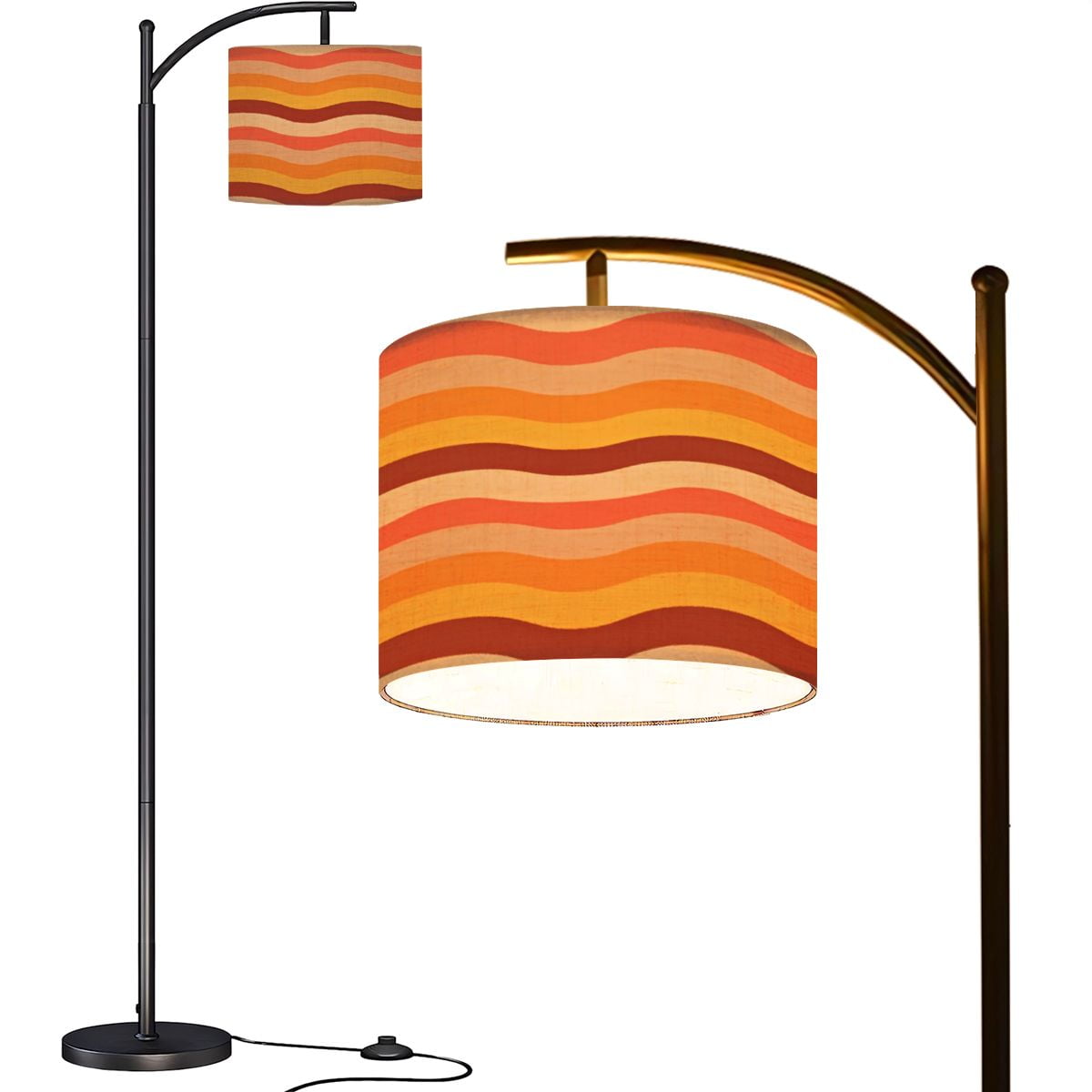 Arc Floor Lamps Abstract retro 70s groovy waves seamless pattern brown ...