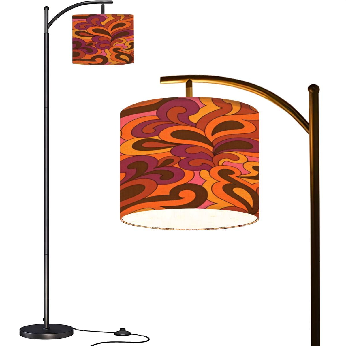 Arc Floor Lamps Abstract vintage print Retro groovy 60s 70s seamless ...