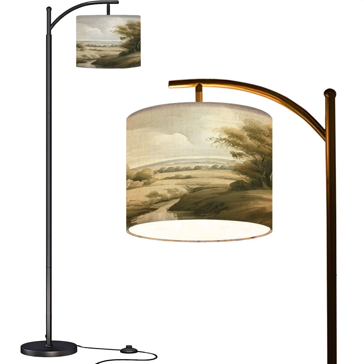Arc Floor Lamps An oil traditional English countryside view farm fields ...