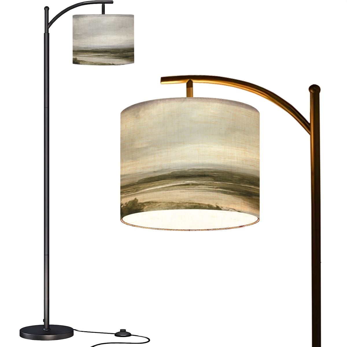 Arc Floor Lamps An oil traditional English countryside view farm fields ...