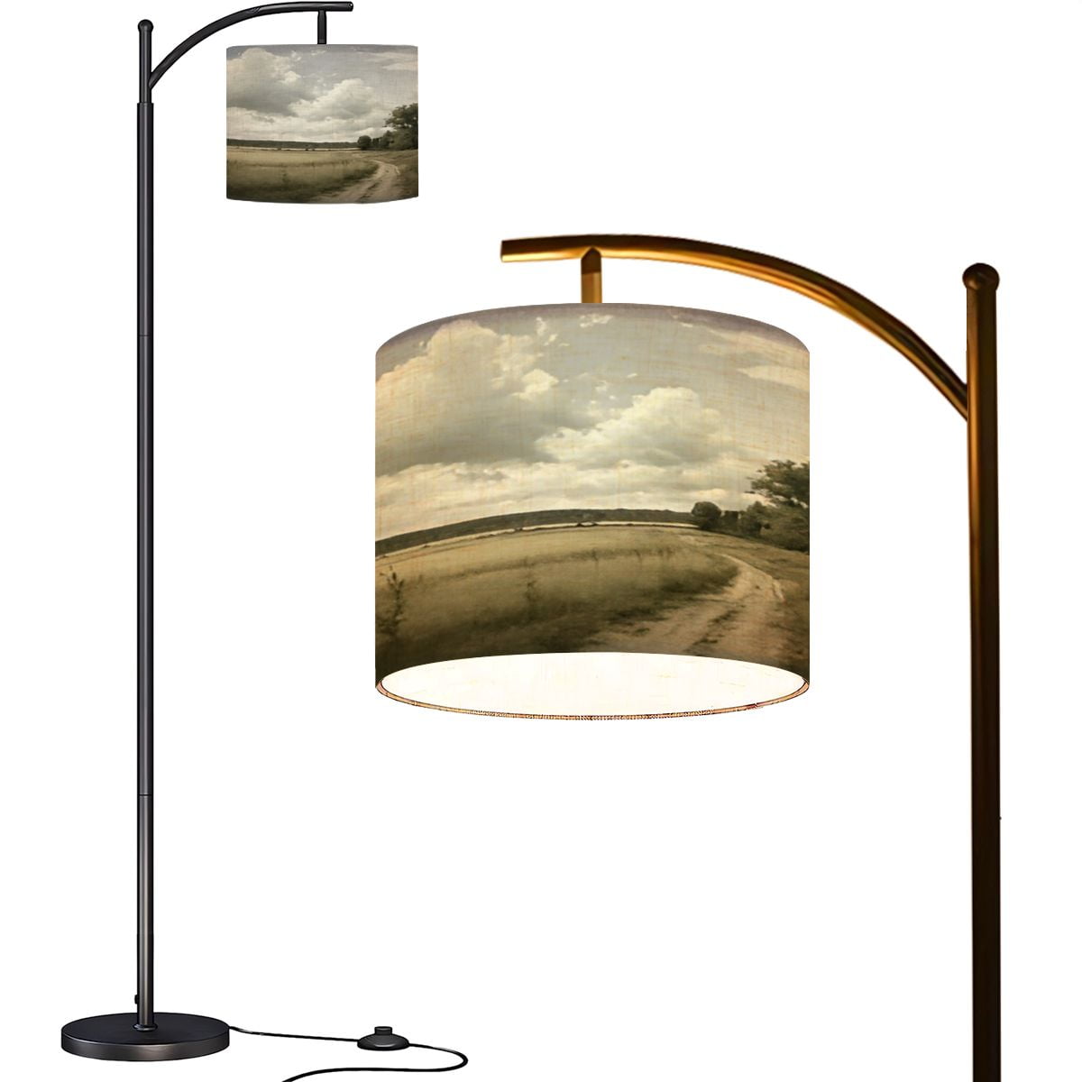 Arc Floor Lamps An oil traditional English countryside view farm fields ...