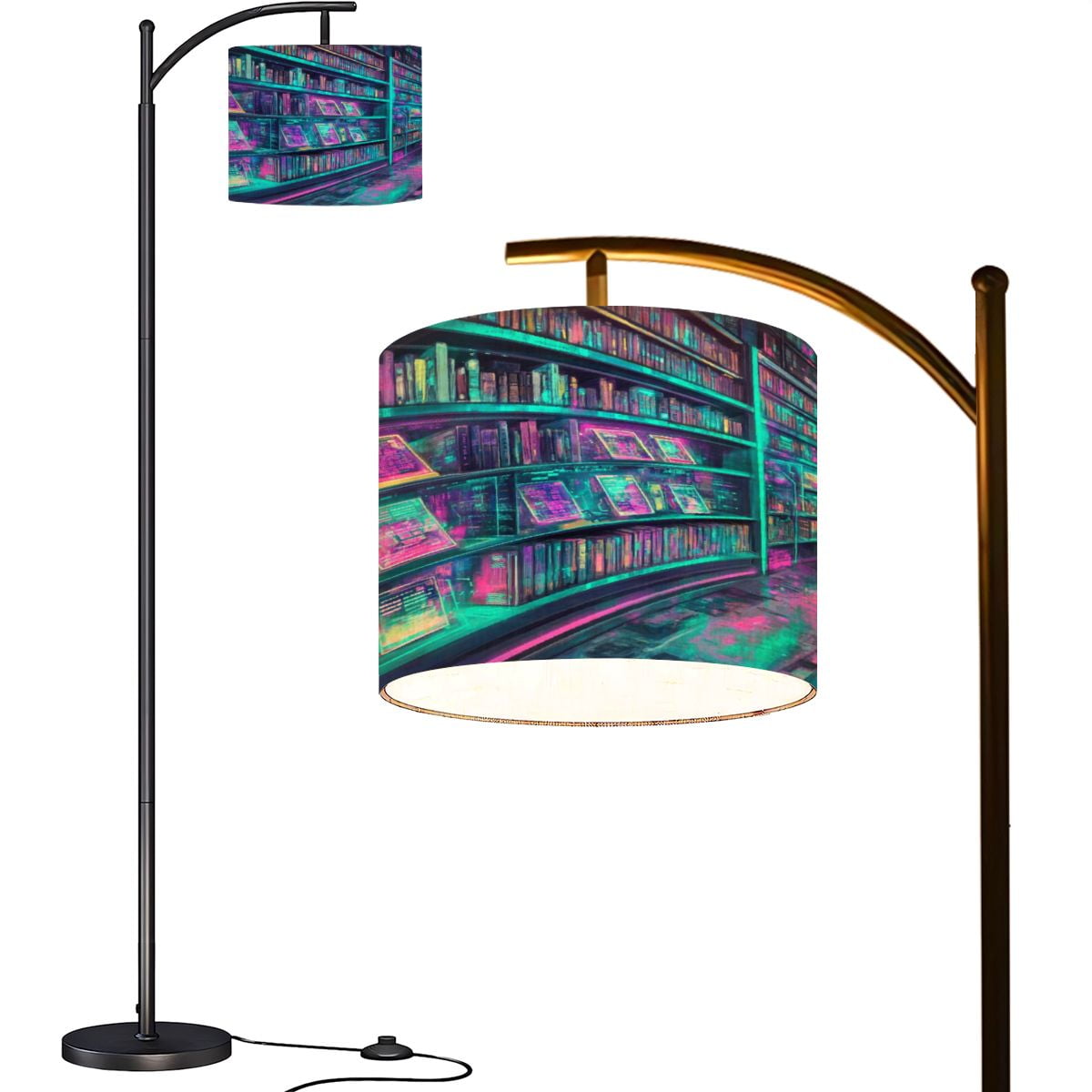 Arc Floor Lamps Animated Neon Bookshelf Illustration Modern LED ...