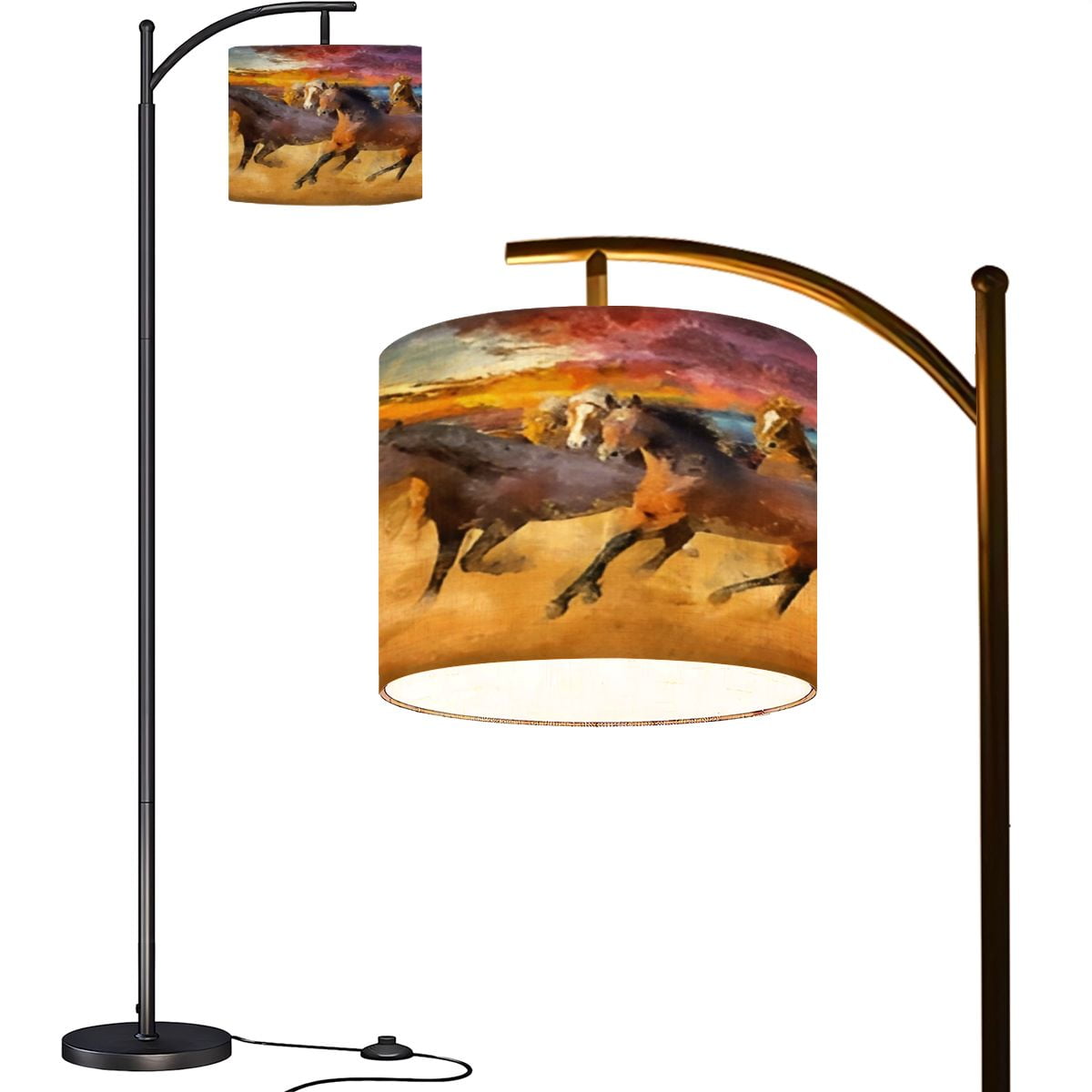 Arc Floor Lamps Artistic drawing herd horses canvas art animal ...