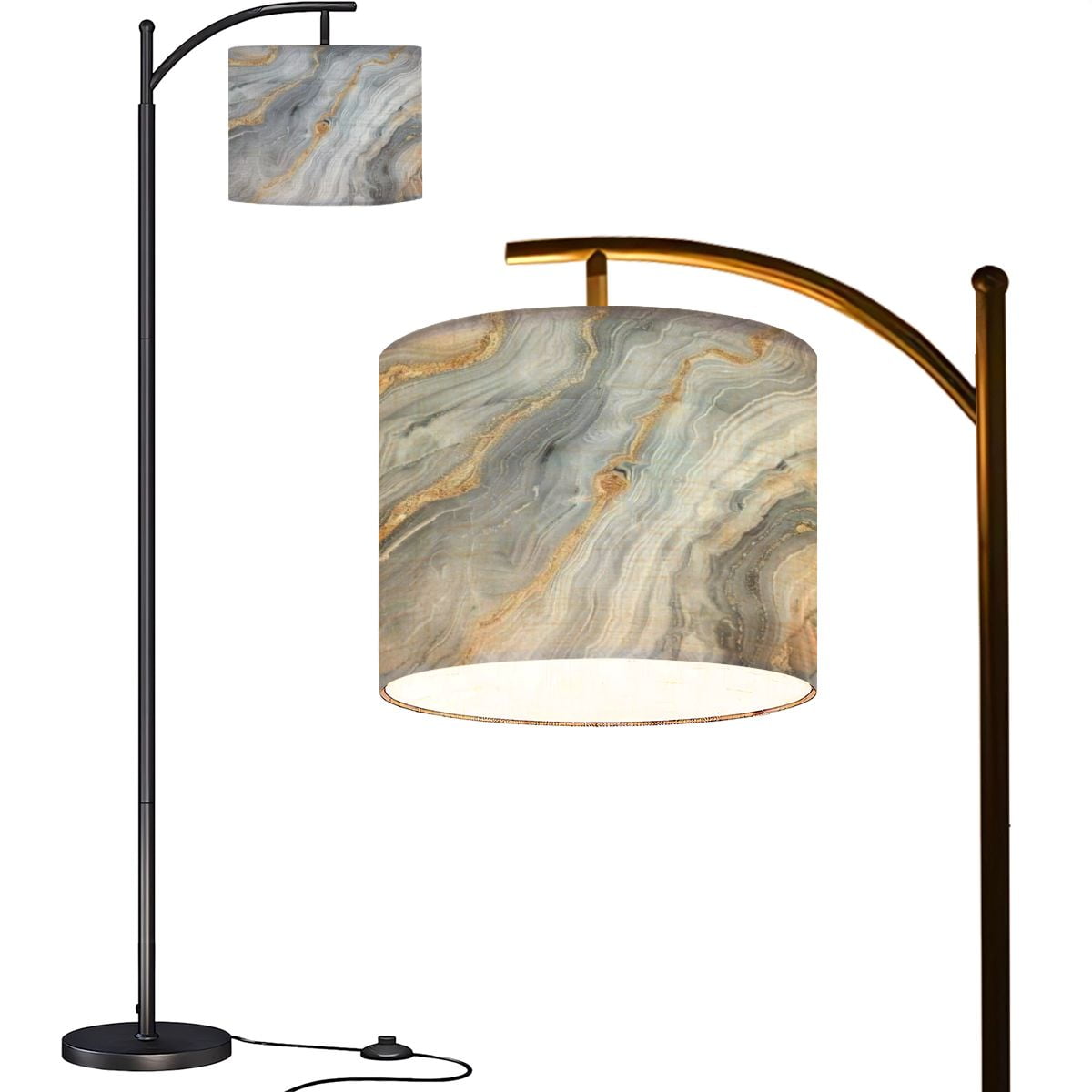 Arc Floor Lamps Beautiful grey curly marble golden veins Abstract ...