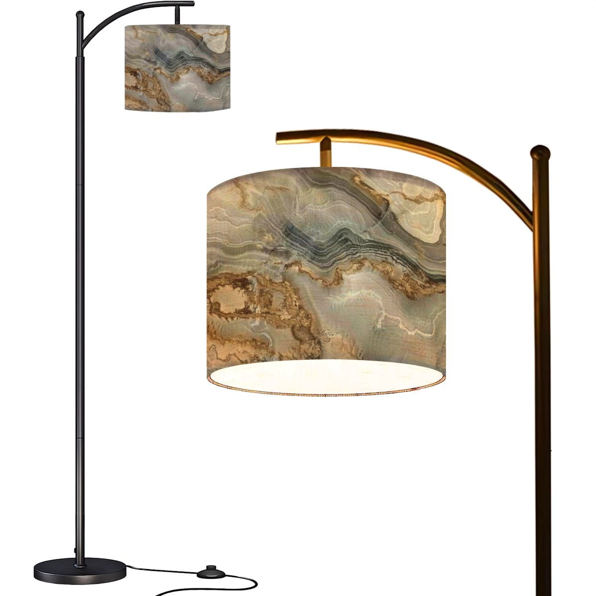 Arc Floor Lamps Beautiful grey curly marble golden veins Abstract ...
