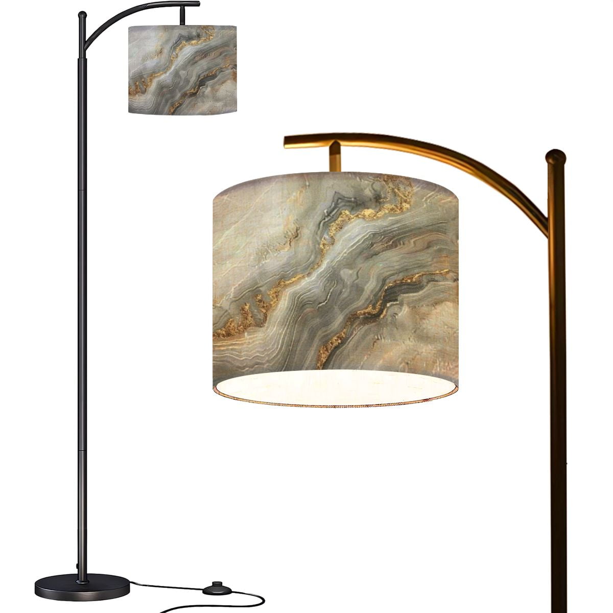 Arc Floor Lamps Beautiful grey curly marble golden veins Abstract ...