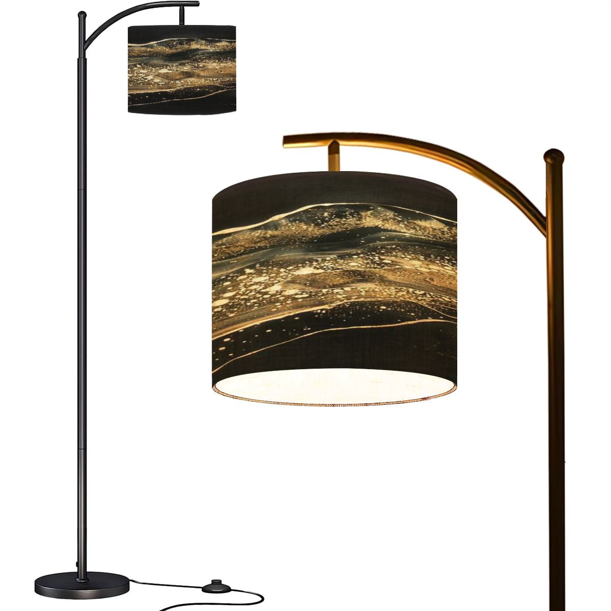 Arc Floor Lamps Black Gold Alcohol Ink Tint Paint Dream Watercolor ...