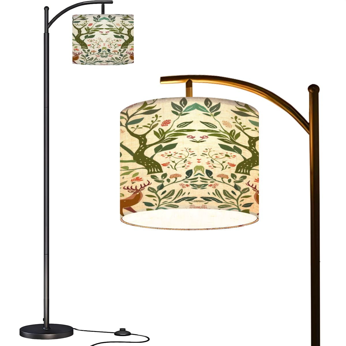 Arc Floor Lamps Blooming Seamless border fantasy animals trees Floral ...