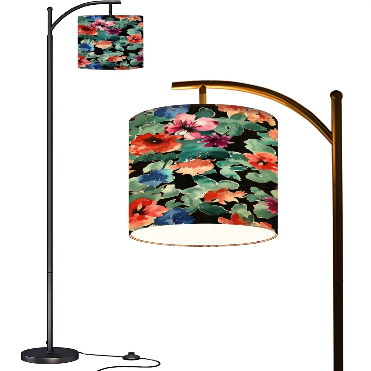 Arc Floor Lamps Blooming spring fall meadow seamless pattern Plant for ...