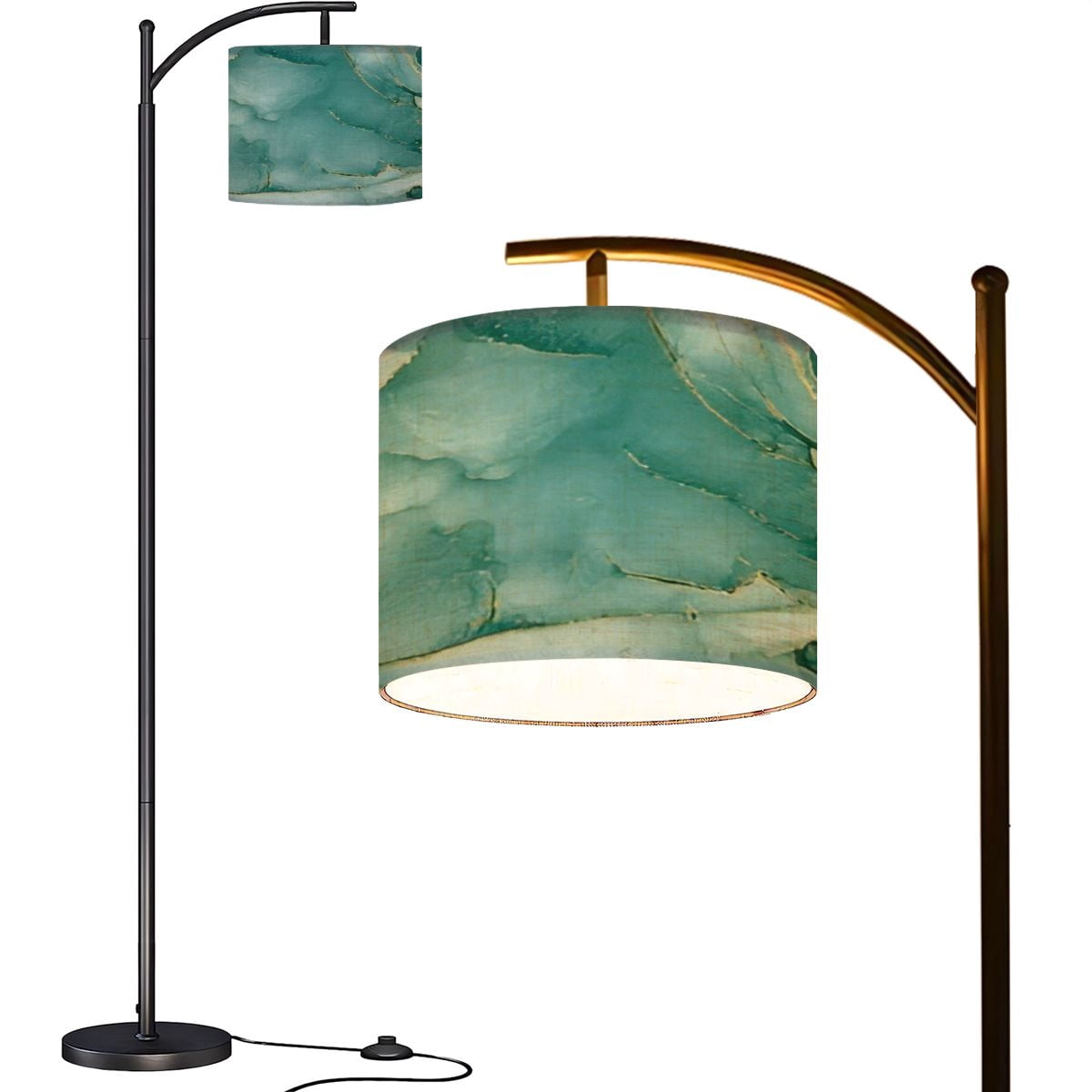 Arc Floor Lamps Blue Abstract Azure Tone Water Alcohol Ink Streaks ...