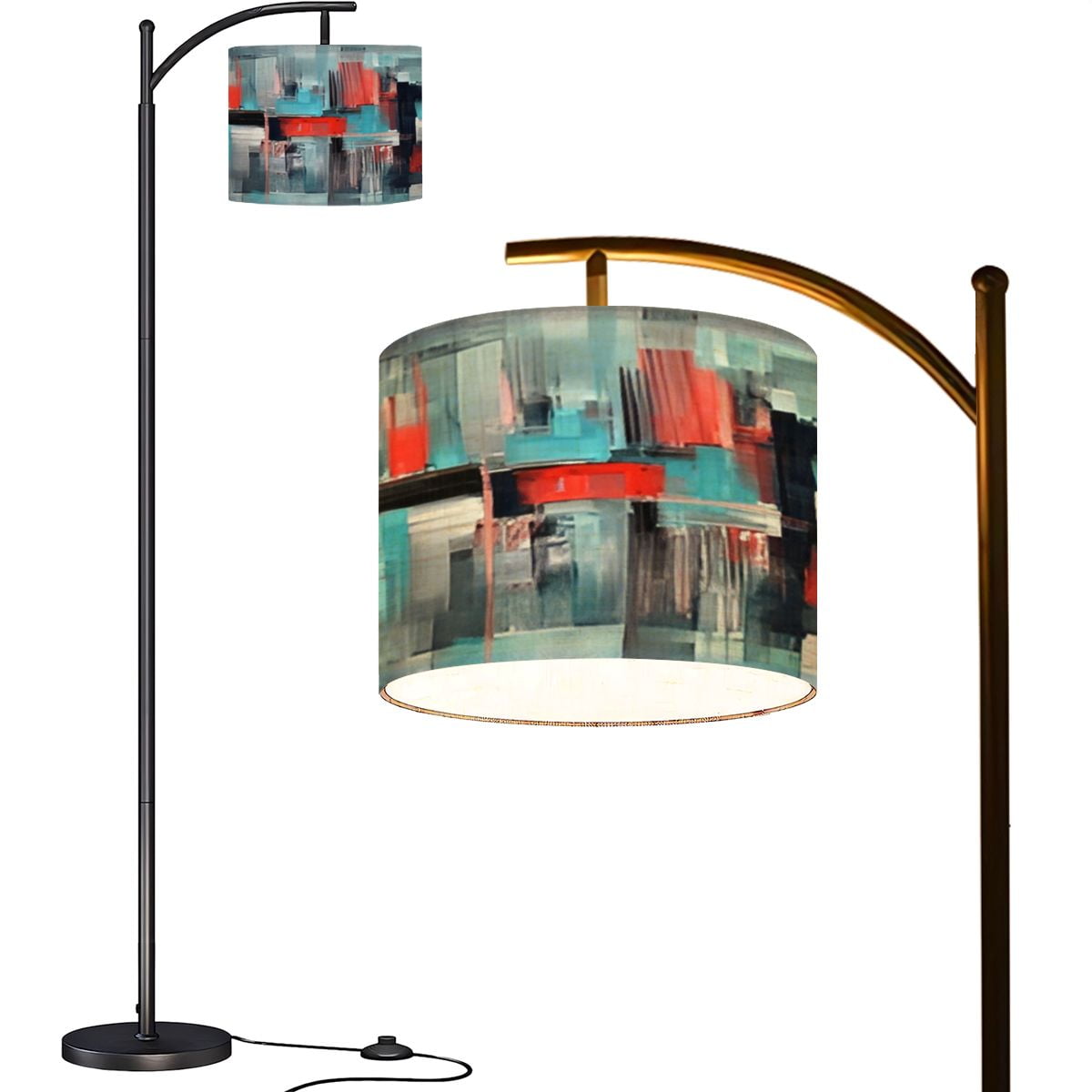 Arc Floor Lamps Blue red modern artwork abstract paint strokes oil ...