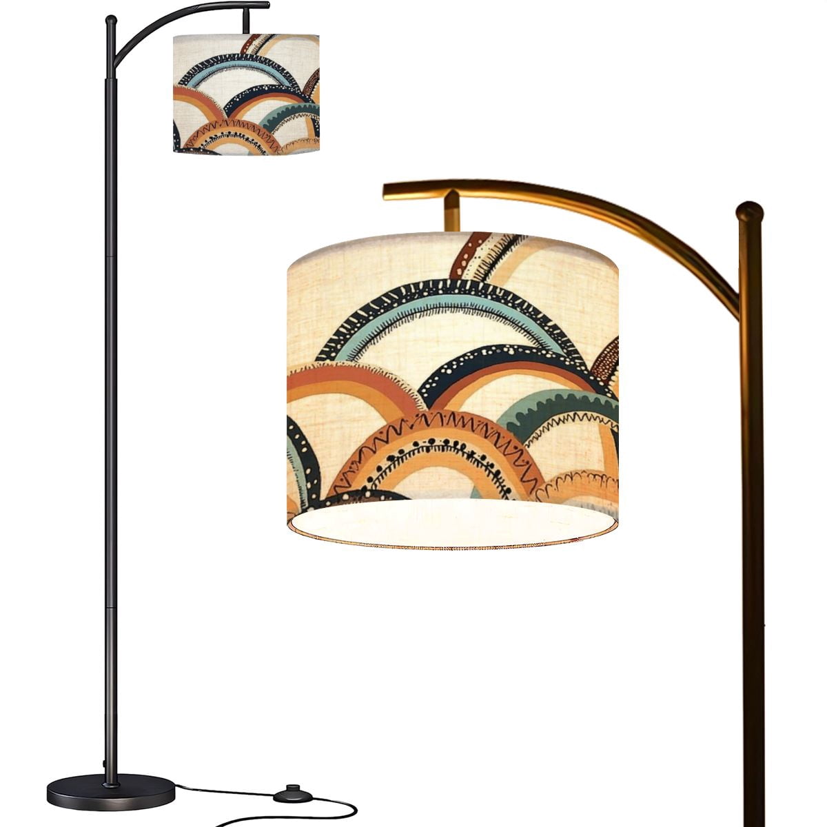 Arc Floor Lamps Bohemian Style Rainbow Print Earth Tones Modern LED ...
