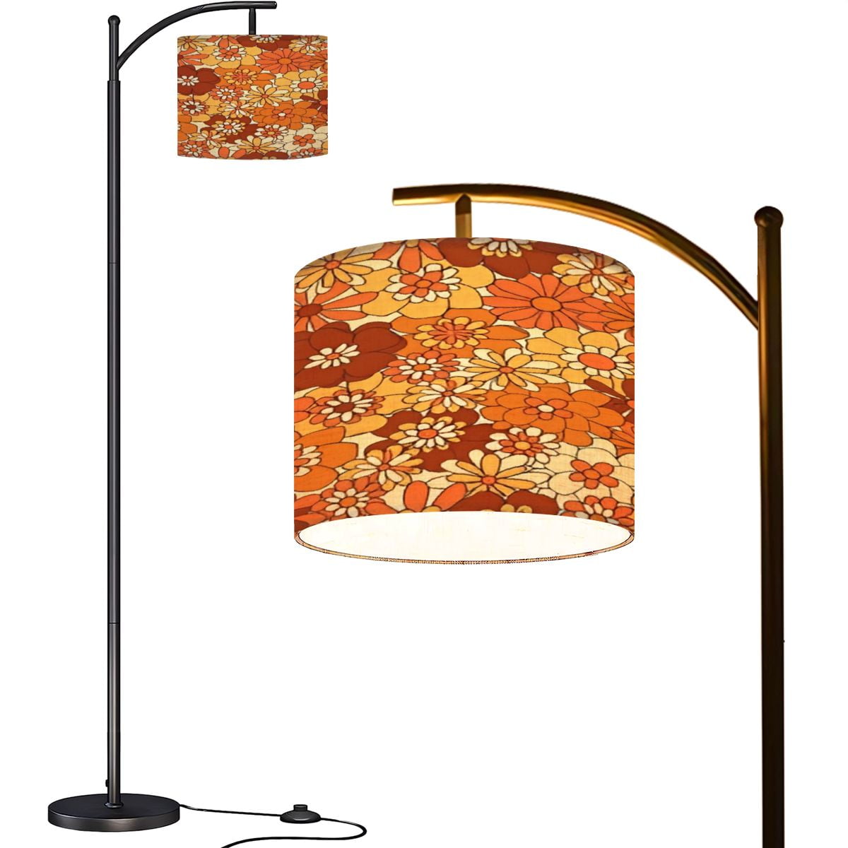 Arc Floor Lamps Boho Floral vintage seamless pattern Hippie retro ...