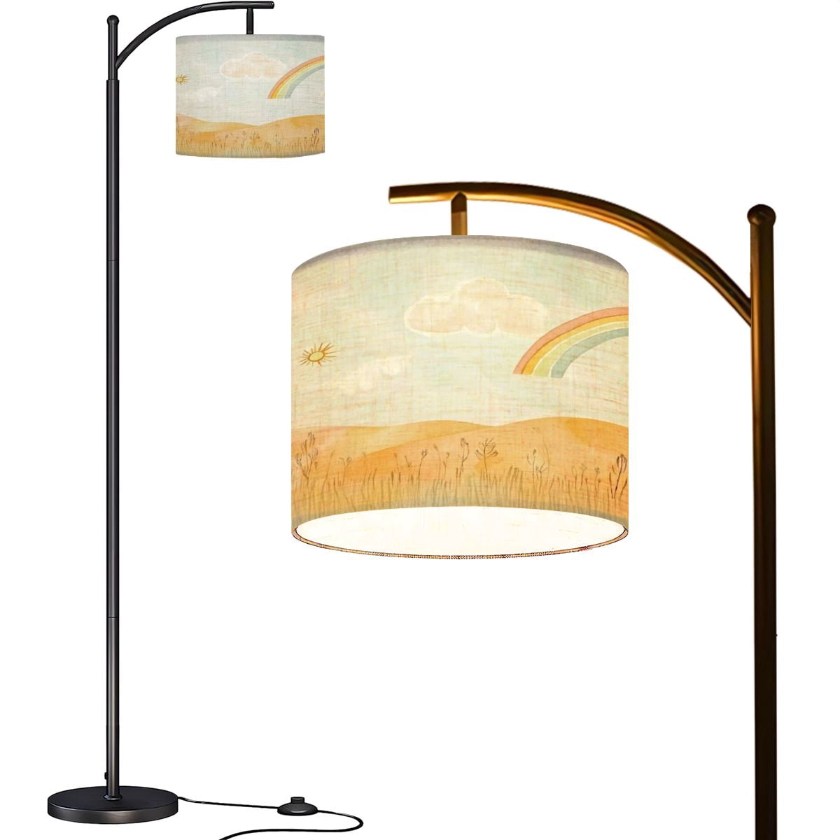Arc Floor Lamps Boho Pastel Sky Rainbows Sun Calm Watercolor Art Modern ...