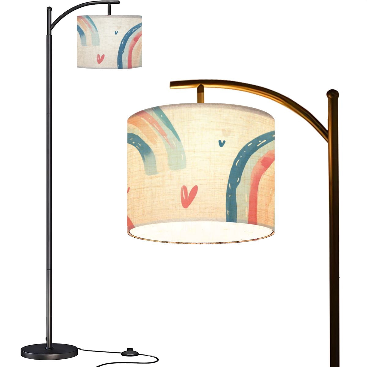 Arc Floor Lamps Boho Rainbow Art Earthy Pastel Colors Hand Drawn ...
