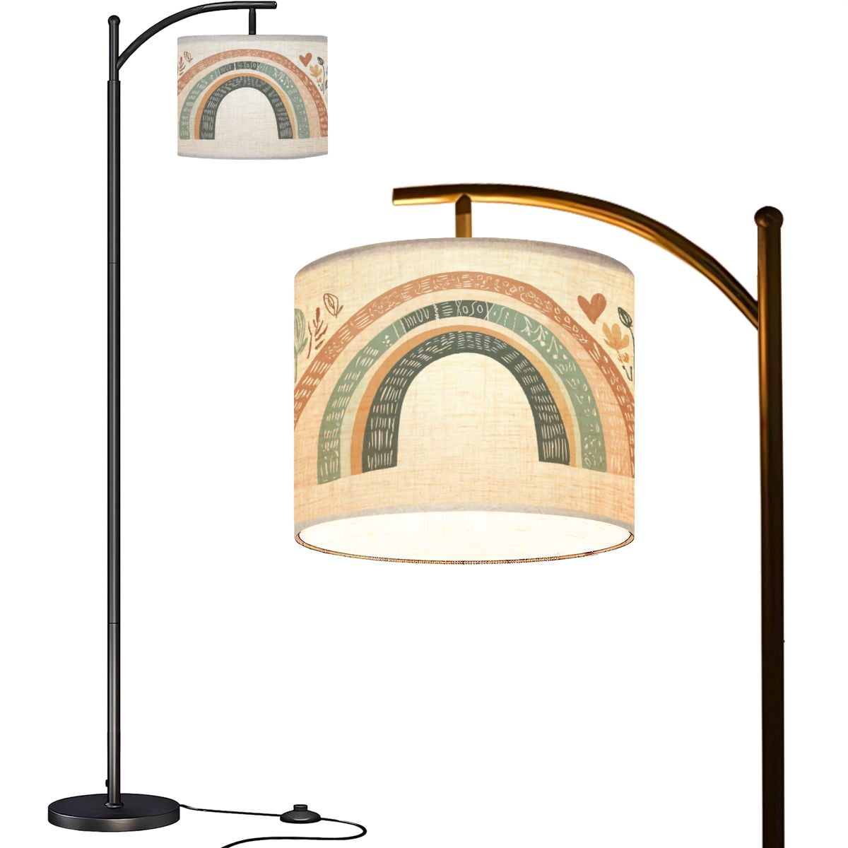 Arc Floor Lamps Boho Rainbow Illustration Pastel Earthy Colors ...