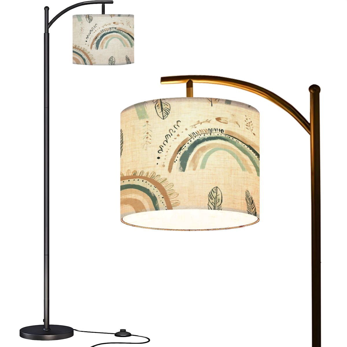 Arc Floor Lamps Boho Rainbow Illustration Pastel Earthy Tones Modern ...