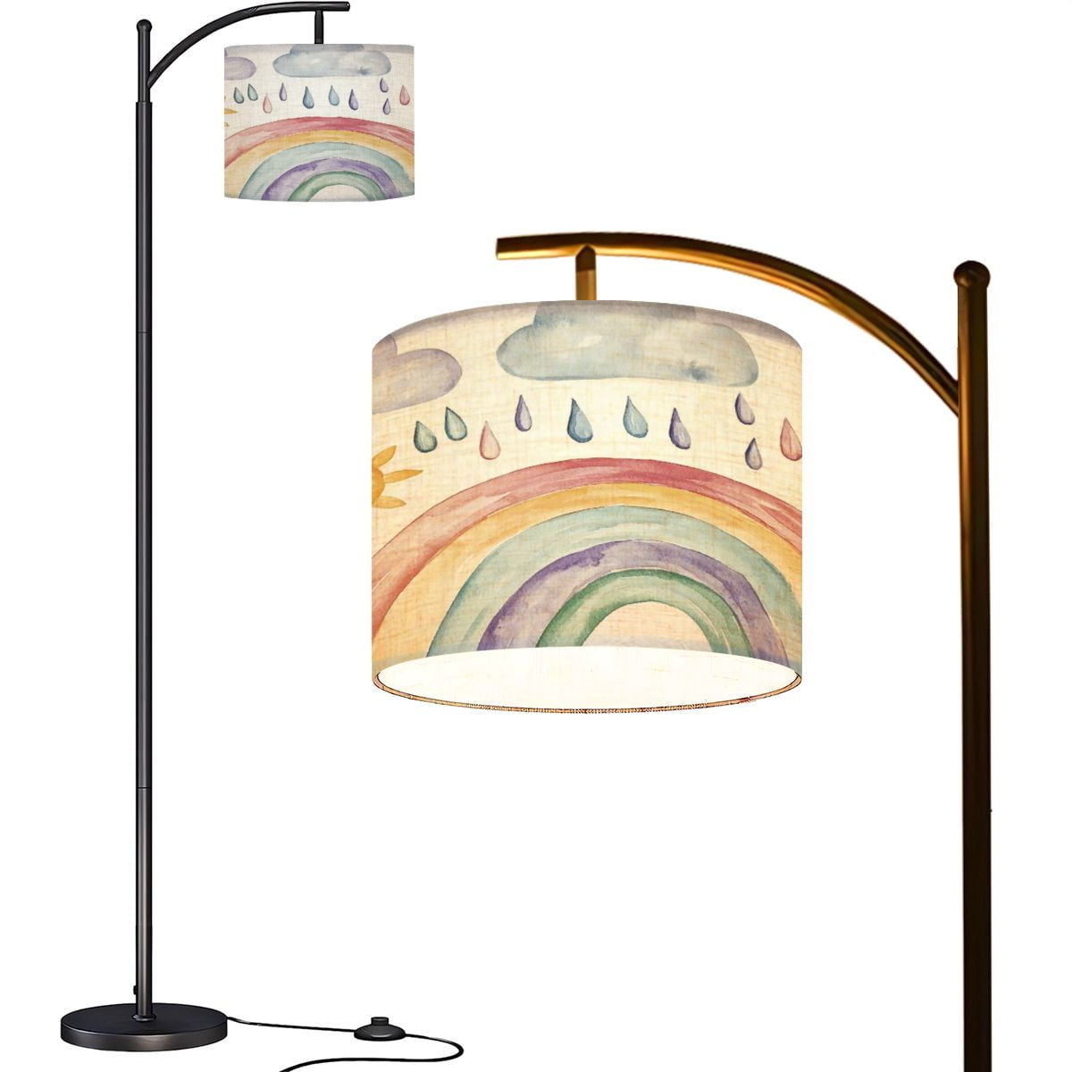 Arc Floor Lamps Boho Rainbow Watercolor Print Pastel Earthy Colors ...