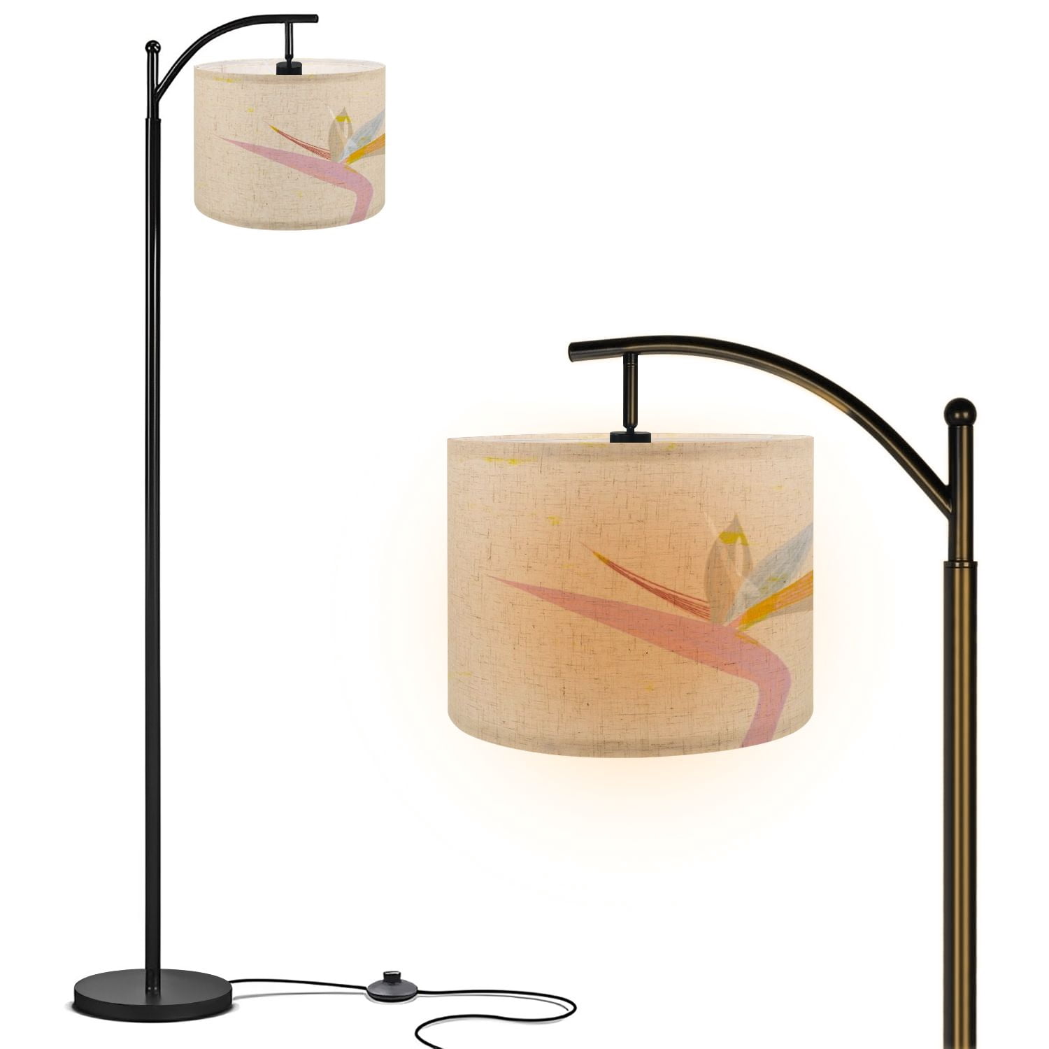 Arc Floor Lamps Botanical Tropical Flower Strelitzia Modern LED ...