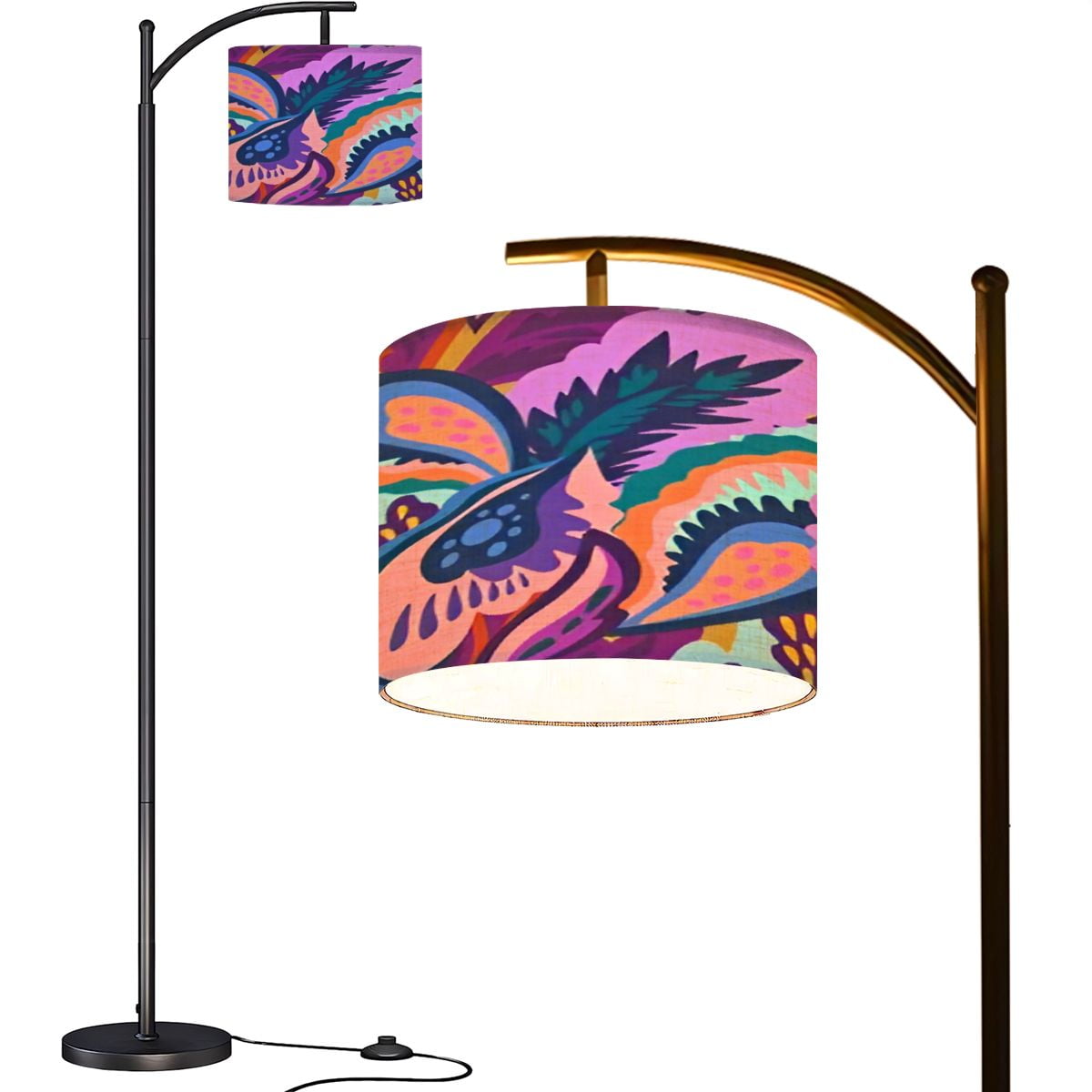 Arc Floor Lamps Bright colorful seamless pattern floral plants ...