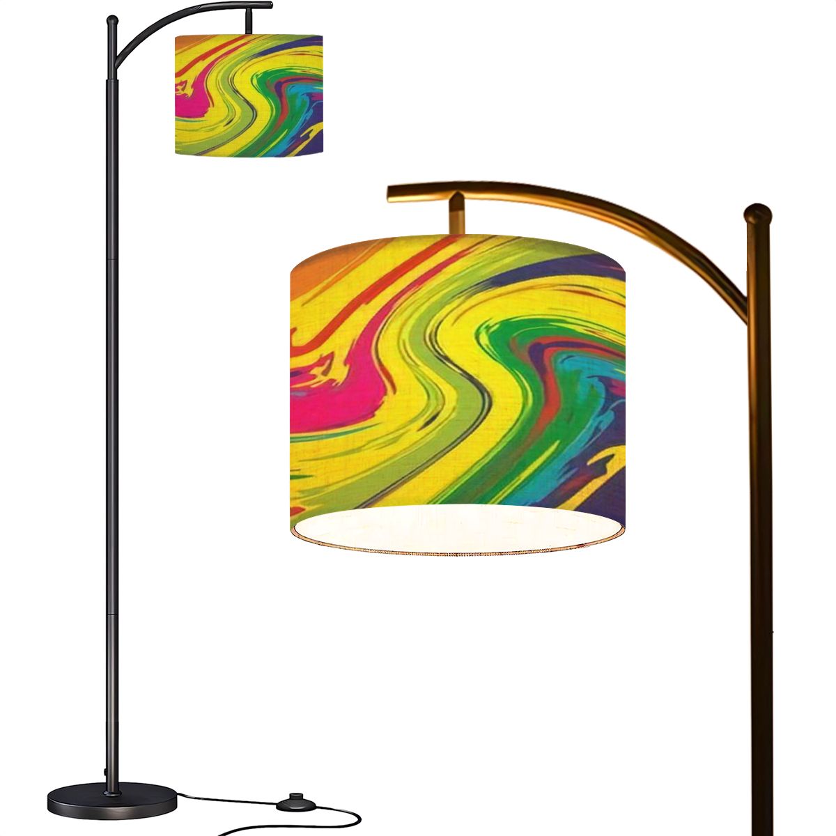 Arc Floor Lamps Bright dynamic colorful twisted wavy lines all colors ...