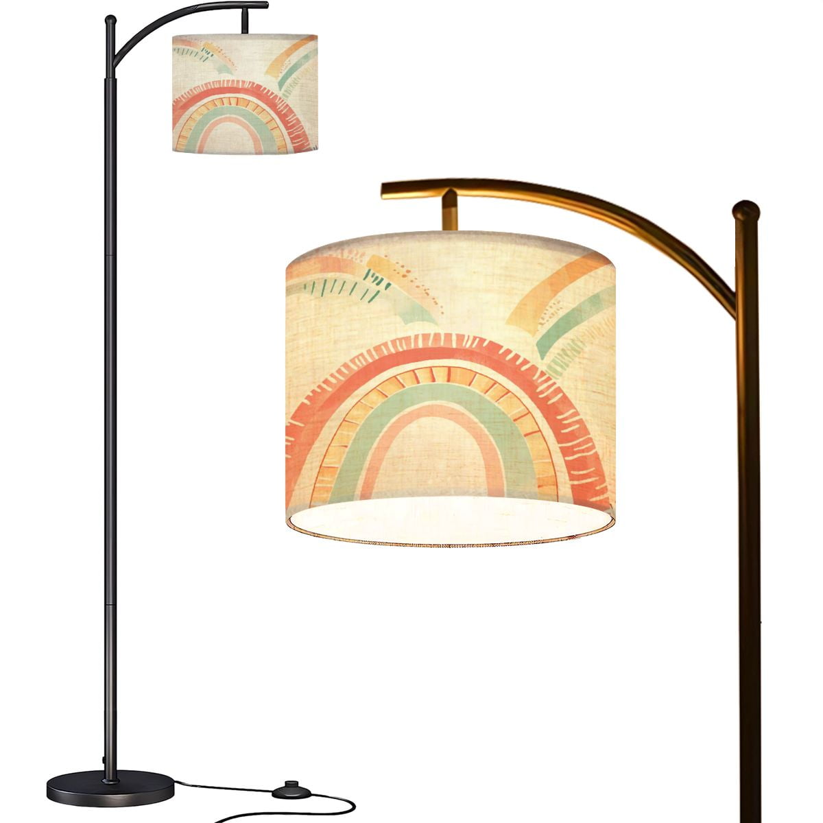 Arc Floor Lamps Calming Nature Inspired Boho Rainbow Art Soft Earthy ...