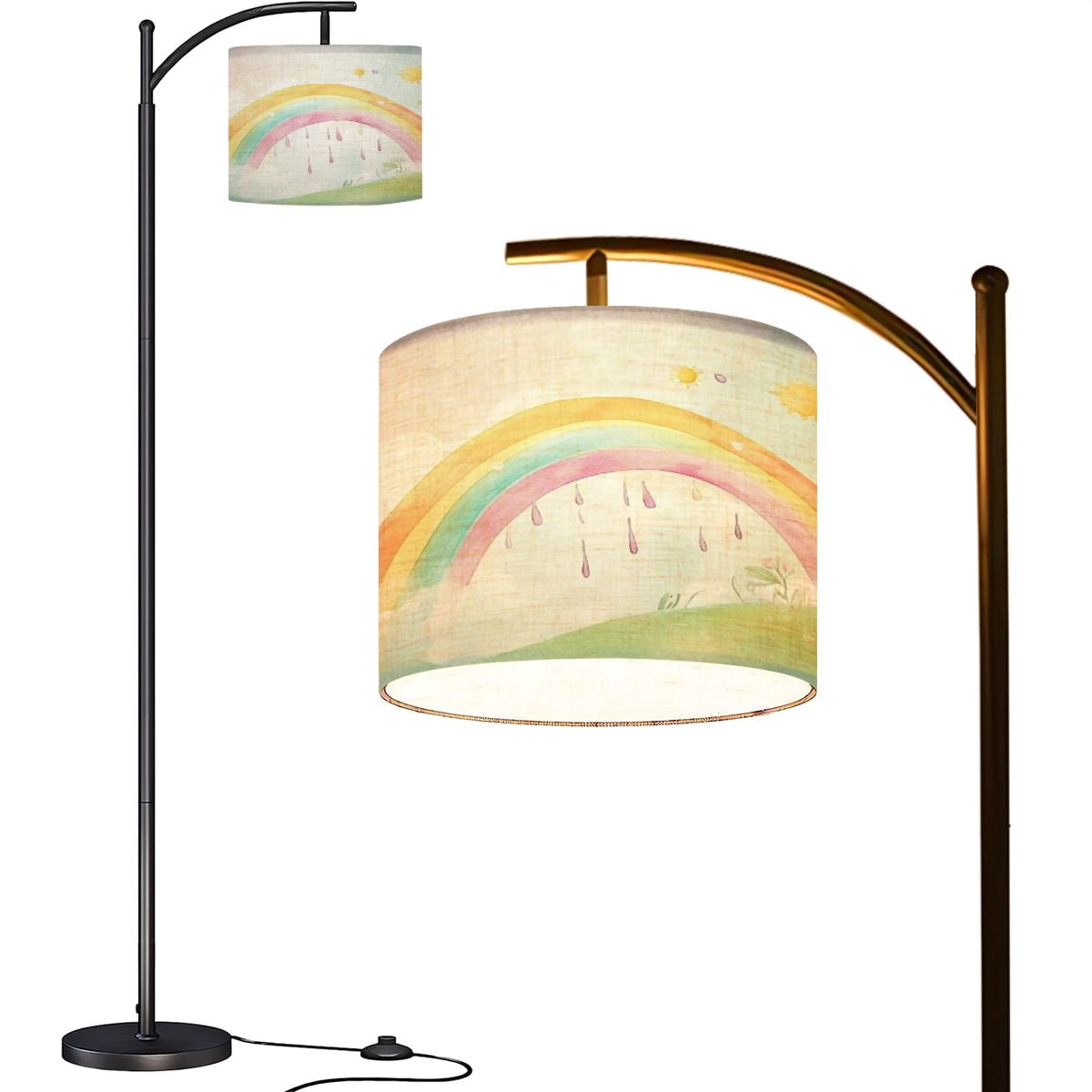Arc Floor Lamps Calming Pastel Boho Rainbow Over Summer Meadow ...