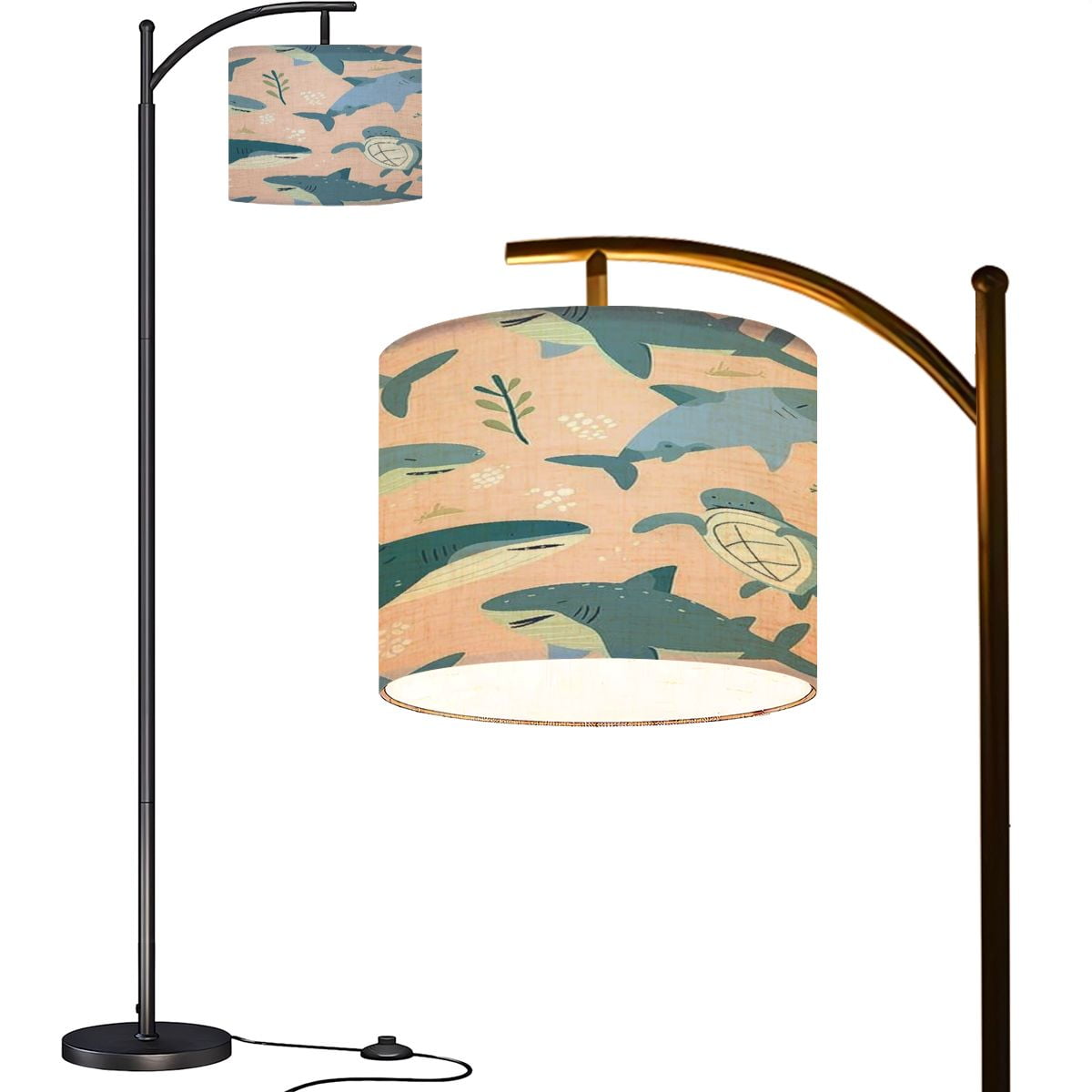 Arc Floor Lamps Cartoon shark whale turtle seamless Funny animals Kids ...