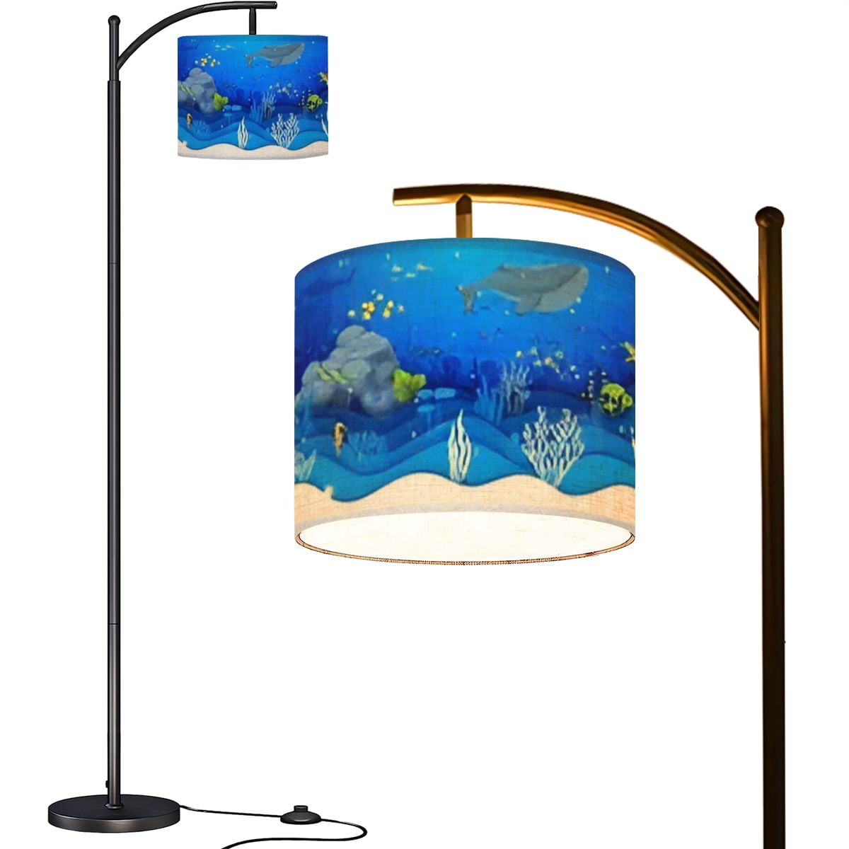 Arc Floor Lamps Cartoon whale tropical fish shoal turtle seaweeds sea ...