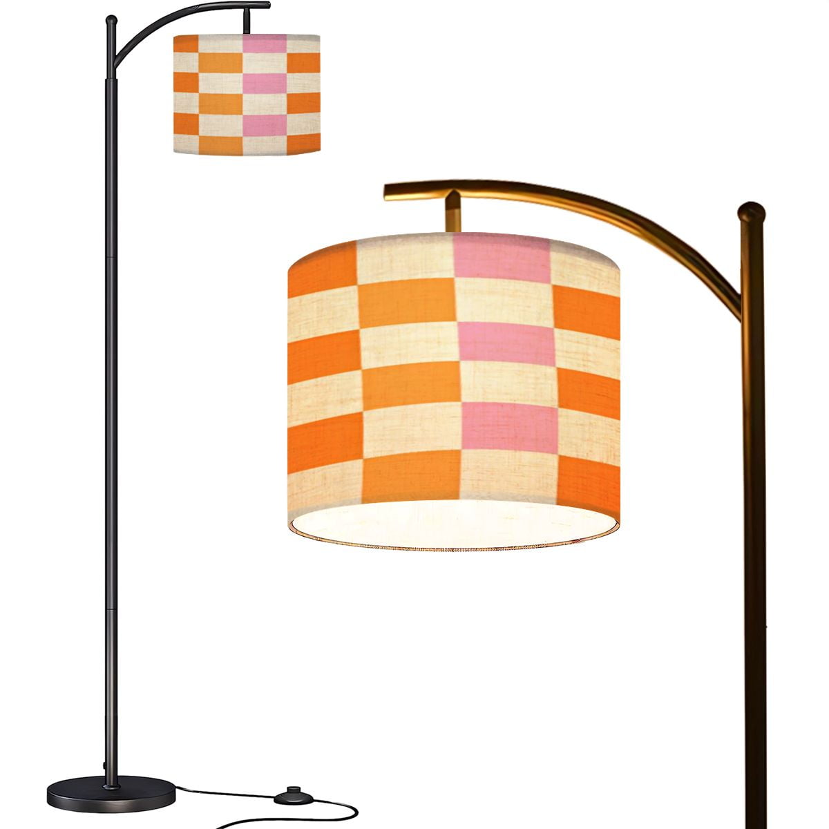 Arc Floor Lamps Checkerboard Geometric pastel square texture vintage ...