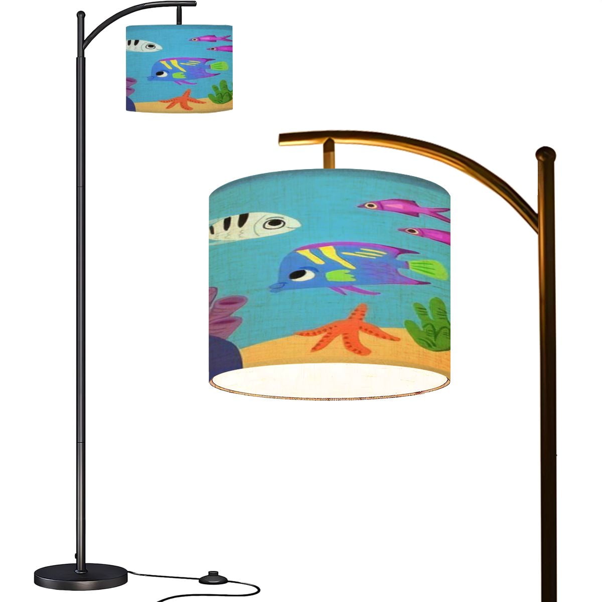 Arc Floor Lamps Children underwater world cute colorful fish characters ...