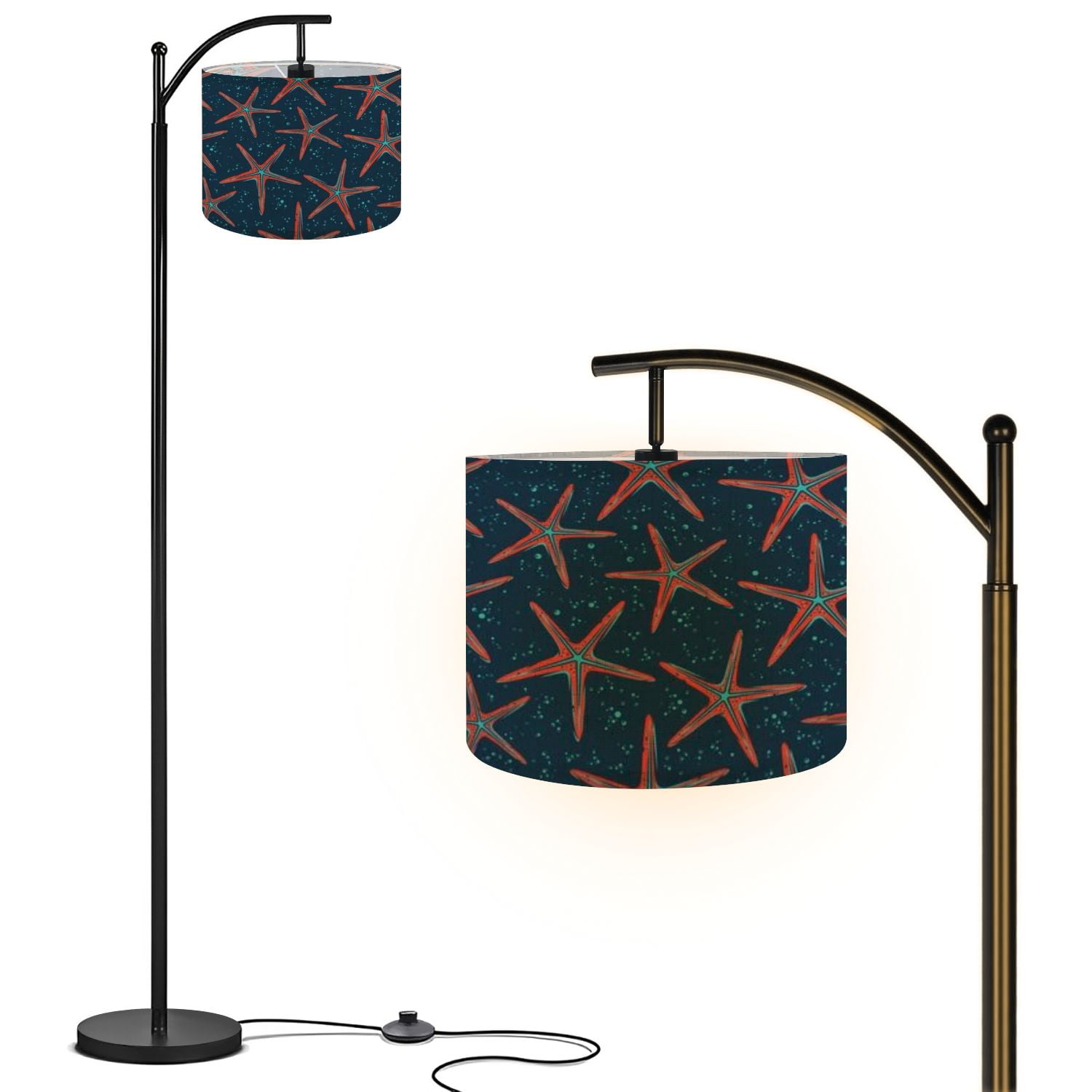Arc Floor Lamps Colored seamless pattern starfish Underwater animals ...