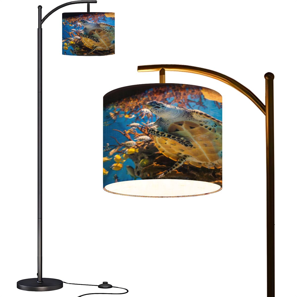 Arc Floor Lamps Colorful Modern LED Adjustable Lampshade Standing Light ...