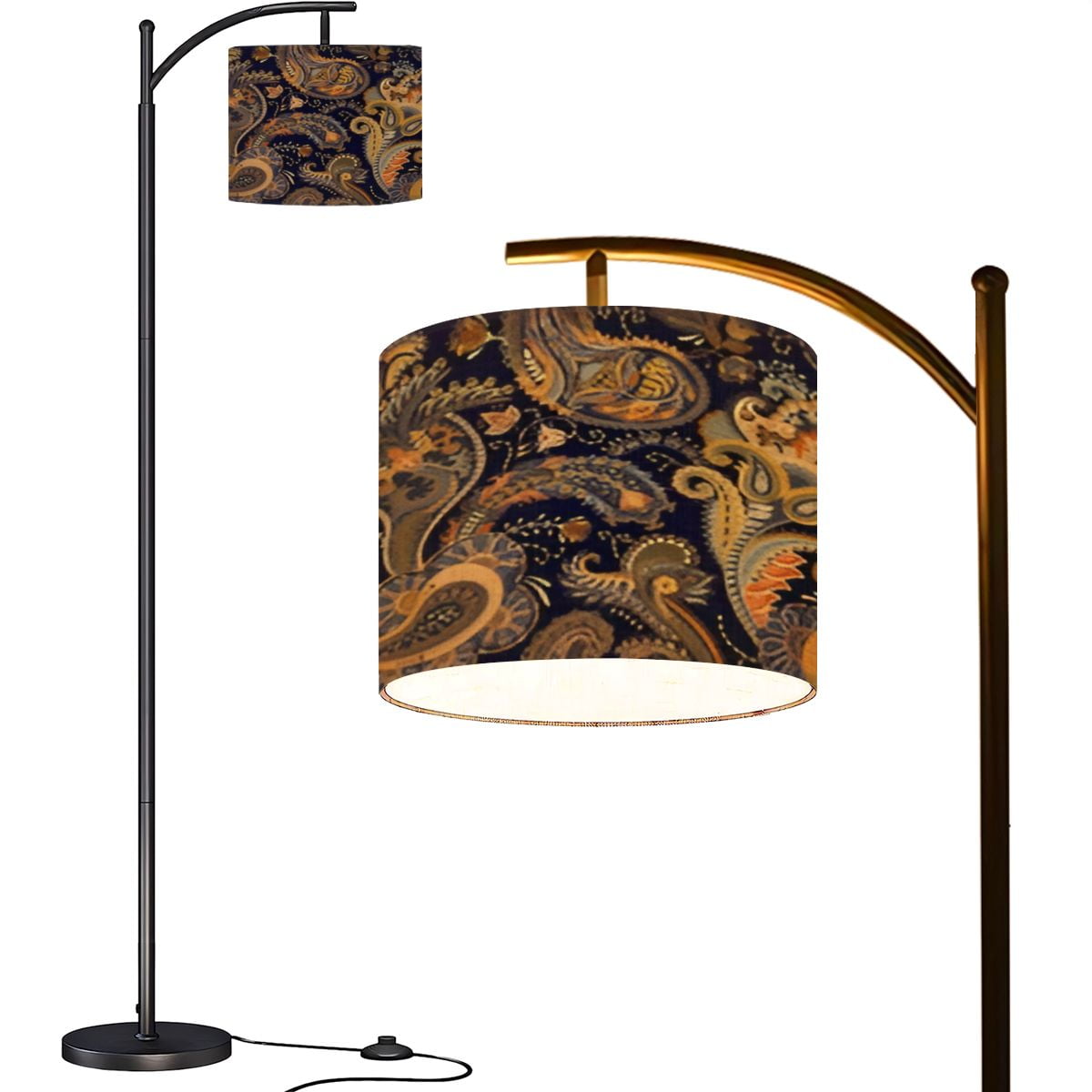 Arc Floor Lamps Colorful Paisley Indonesian batik Bright classic indian ...