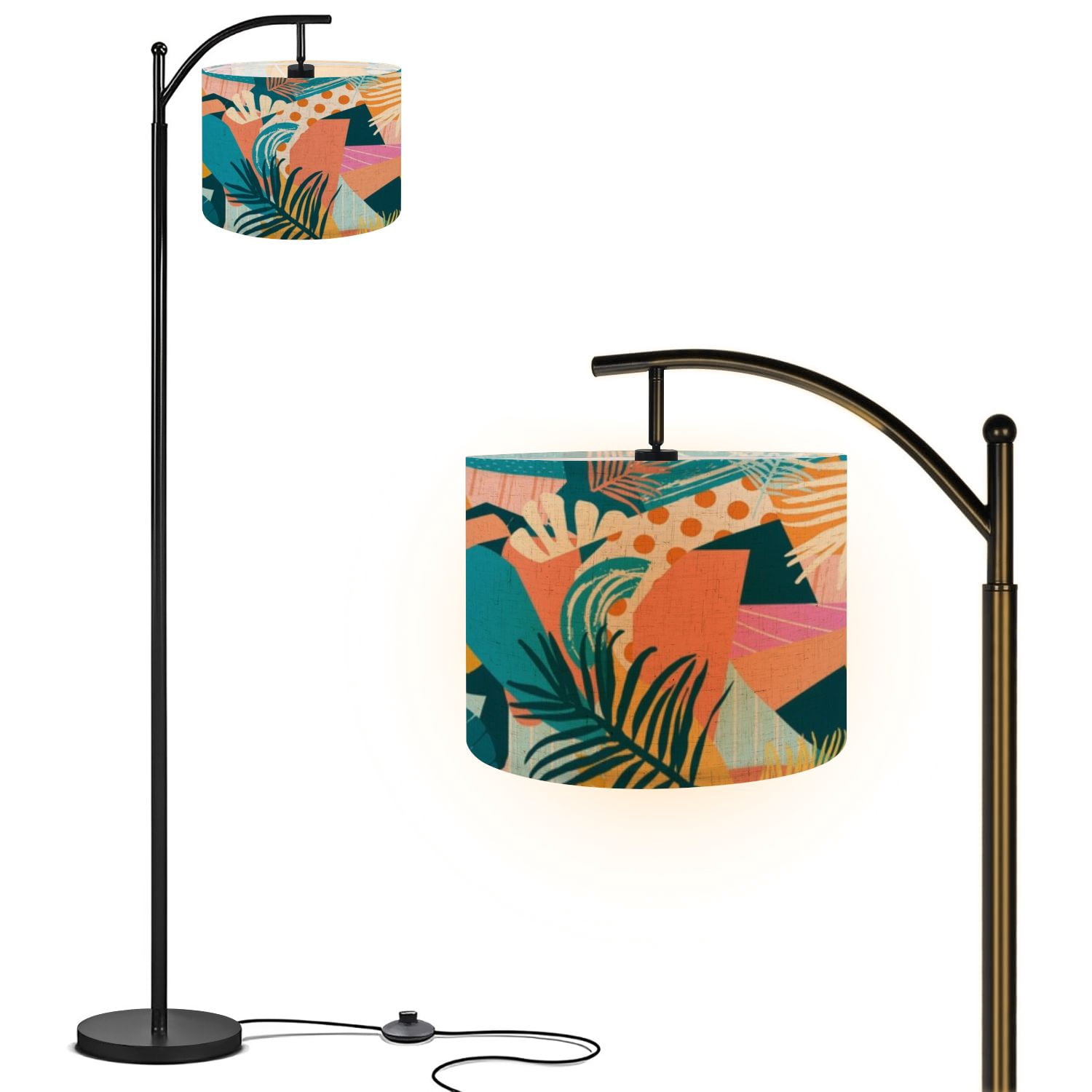 Arc Floor Lamps Colorful leaves flowers poster Exotic plants branches ...