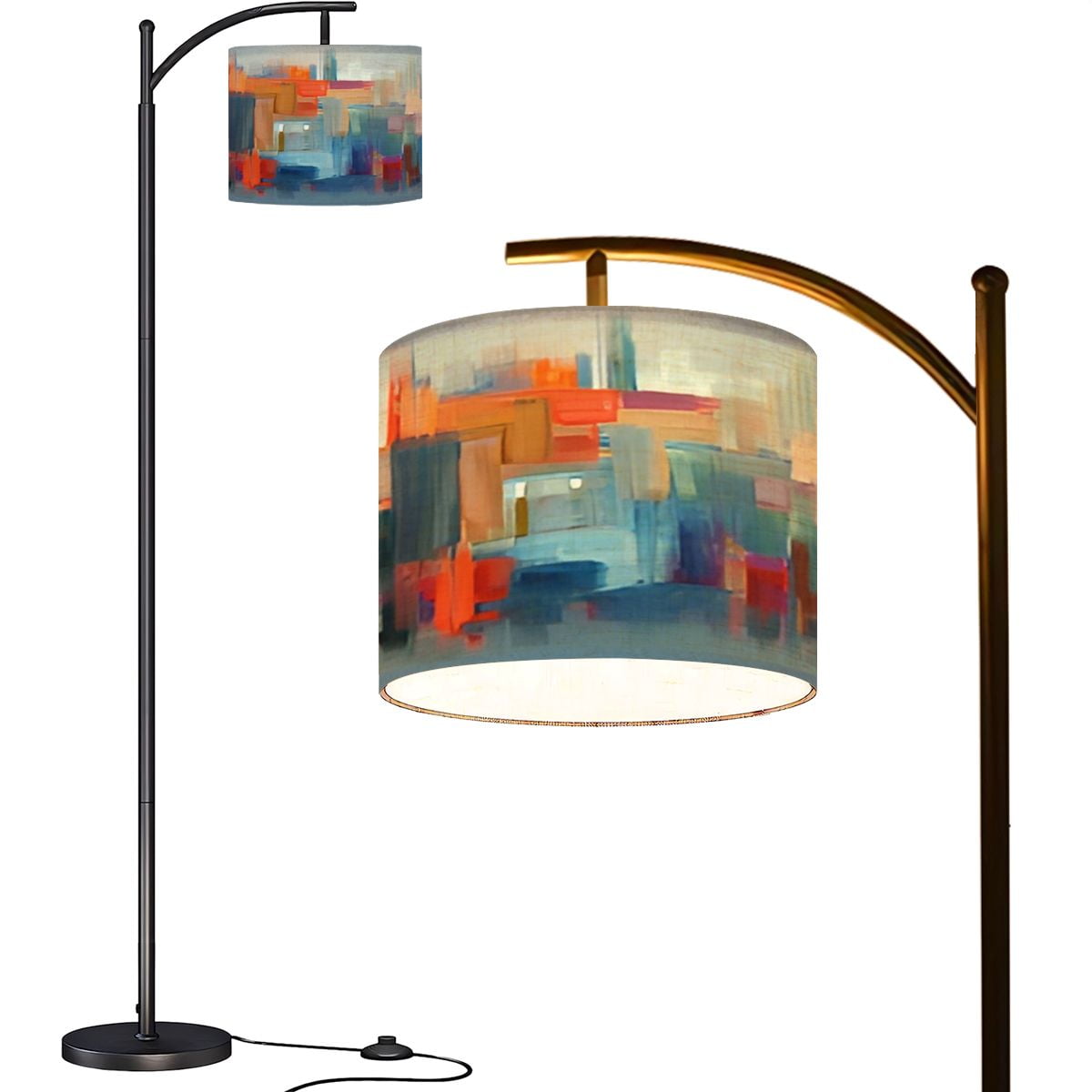Arc Floor Lamps Colorful modern artwork abstract paint strokes sky blue ...