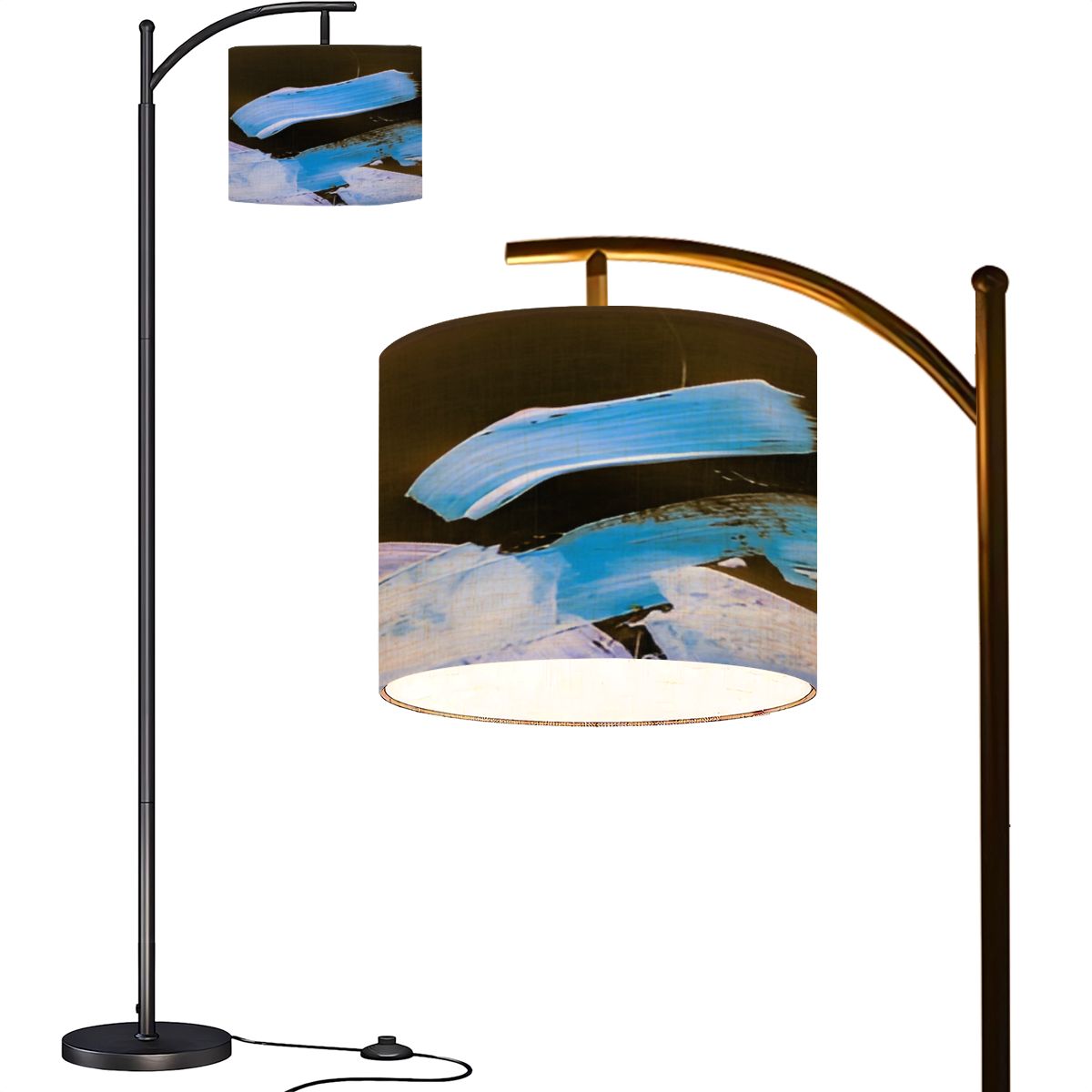 Arc Floor Lamps Colourful Hand Dirty Batik Brush Rainbow Concrete ...