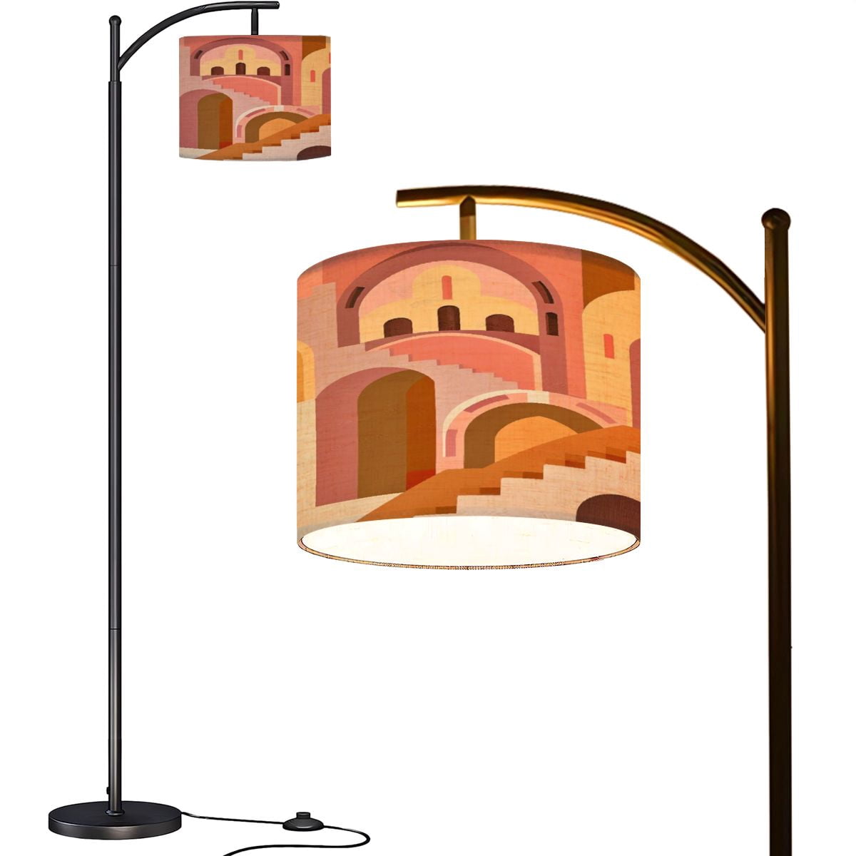 Arc Floor Lamps Contemporary aesthetic flat geometry Moroccan stairs ...