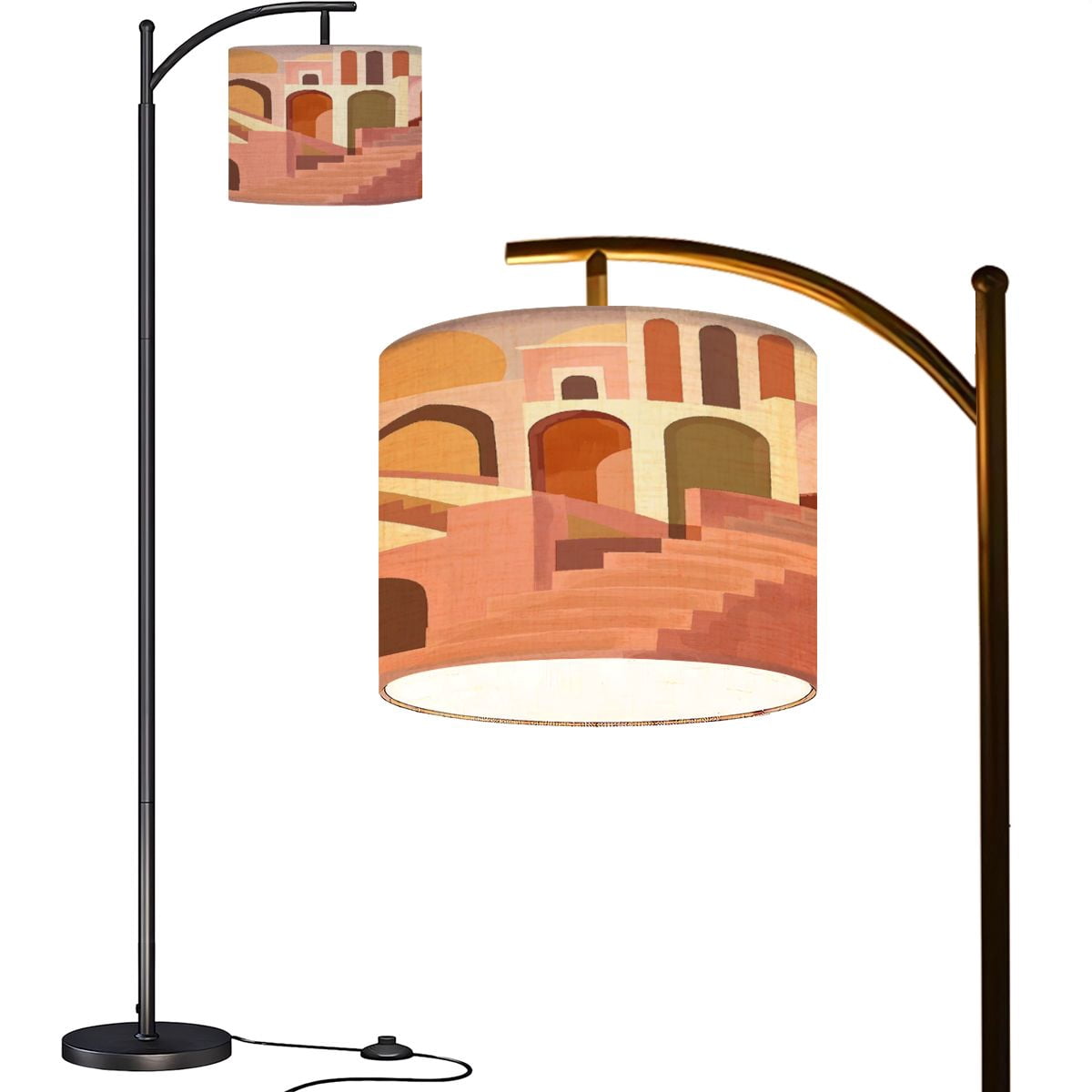 Arc Floor Lamps Contemporary aesthetic flat geometry Moroccan stairs ...