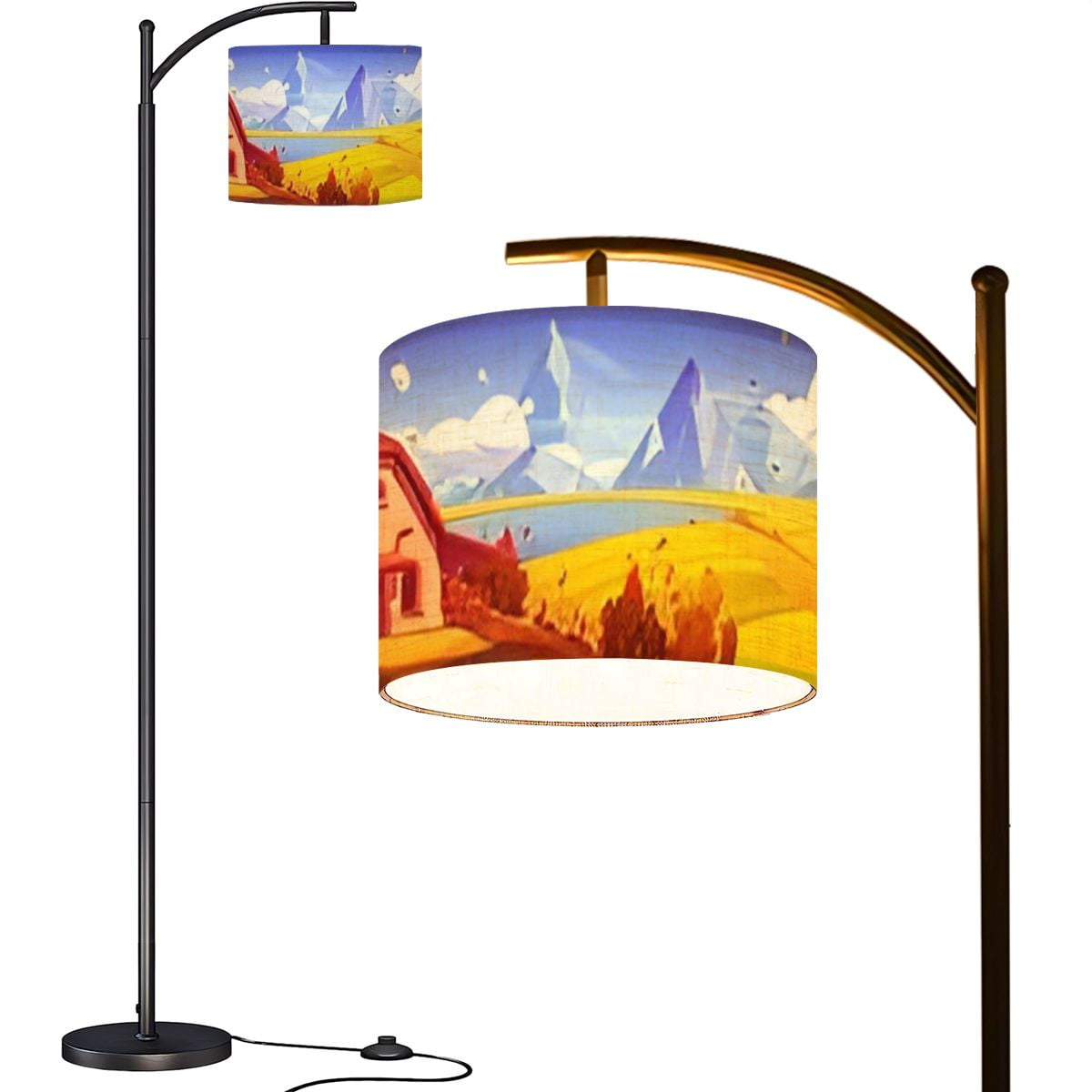 Arc Floor Lamps Countryside autumn panorama stone farm house fields ...