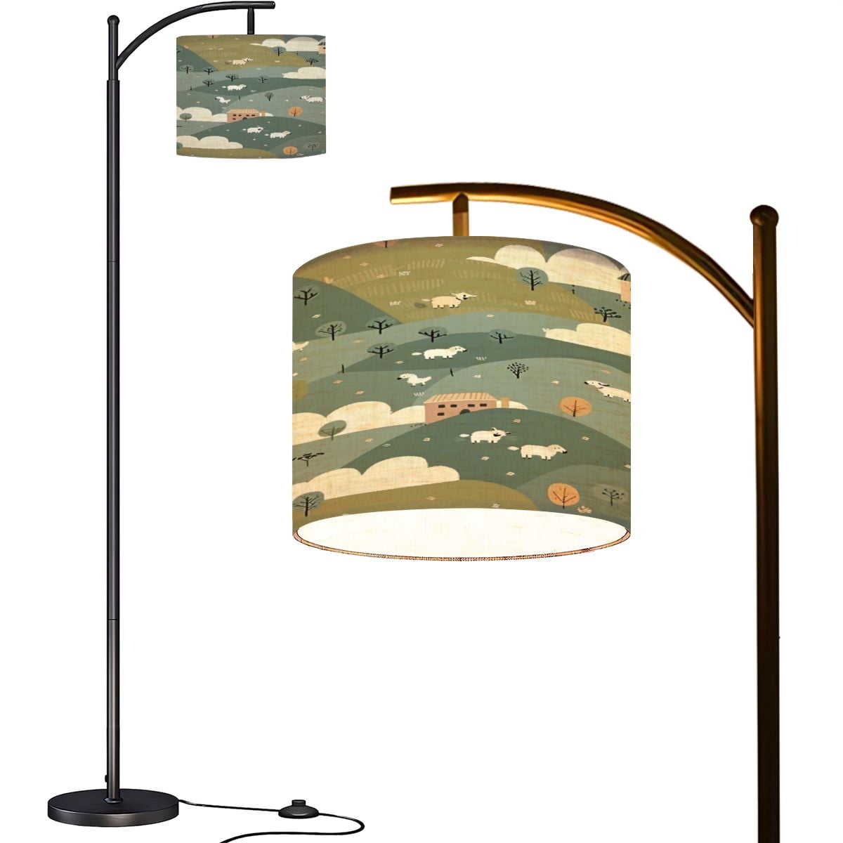Arc Floor Lamps Cute Farm colorful collection Hand drawn domestic ...