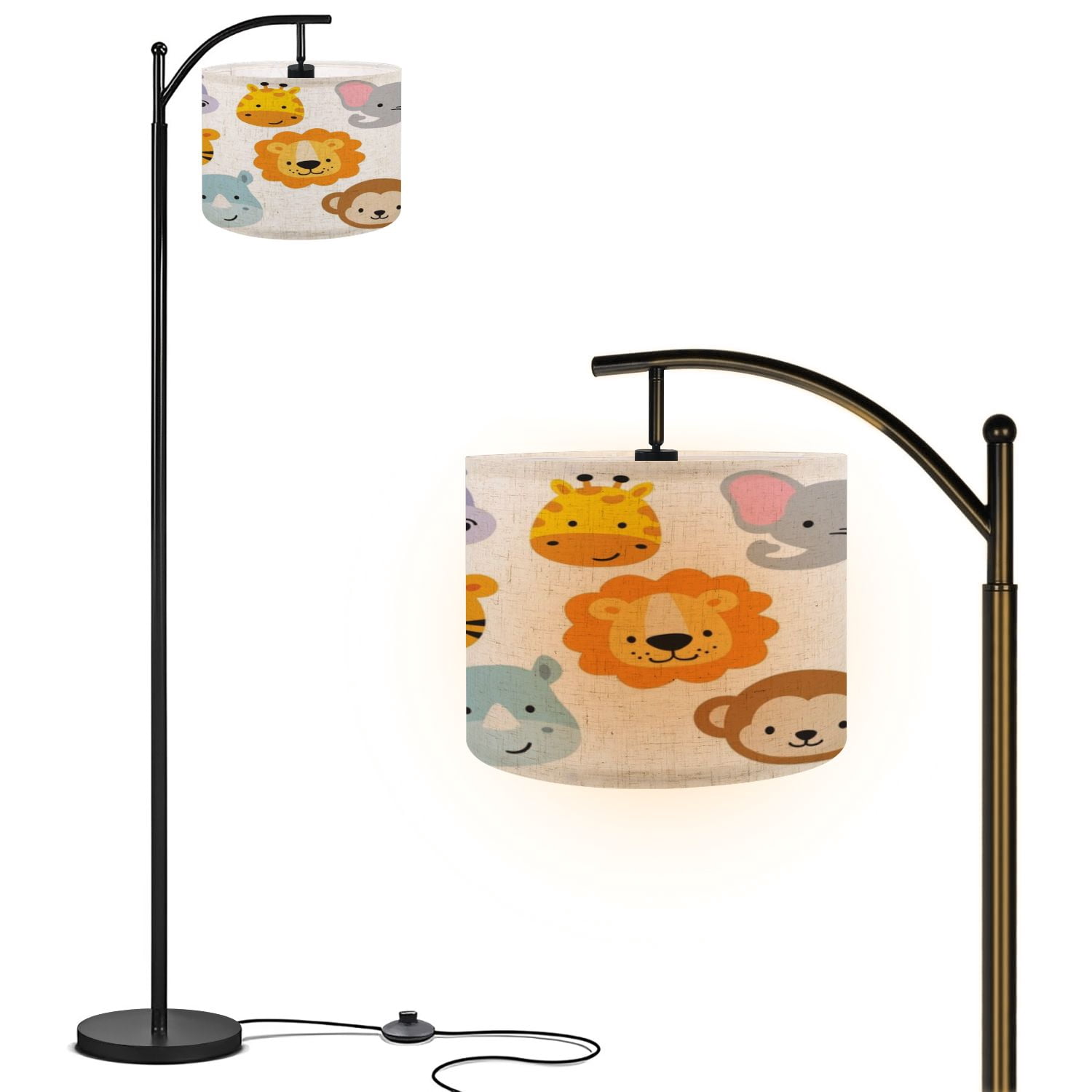 Arc Floor Lamps Cute baby animal faces set includes tiger lion elephant ...