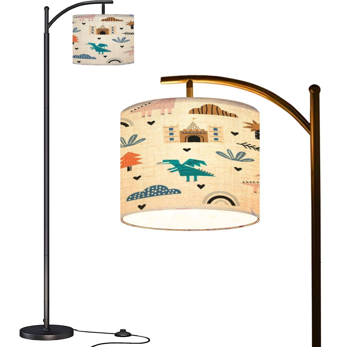 Arc Floor Lamps Cute funny kids dragonfly dinosaurs castle palm tree rainbow clouds Modern LED ...