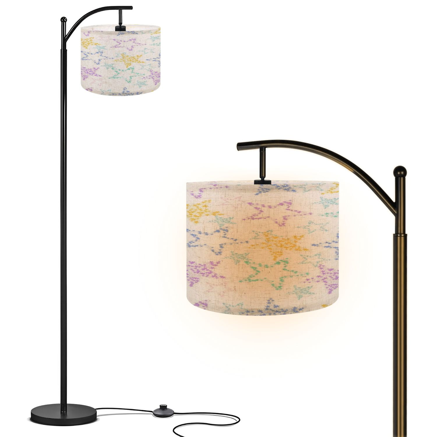 Arc Floor Lamps Cute kids stars seamless pattern pink grey green mint ...