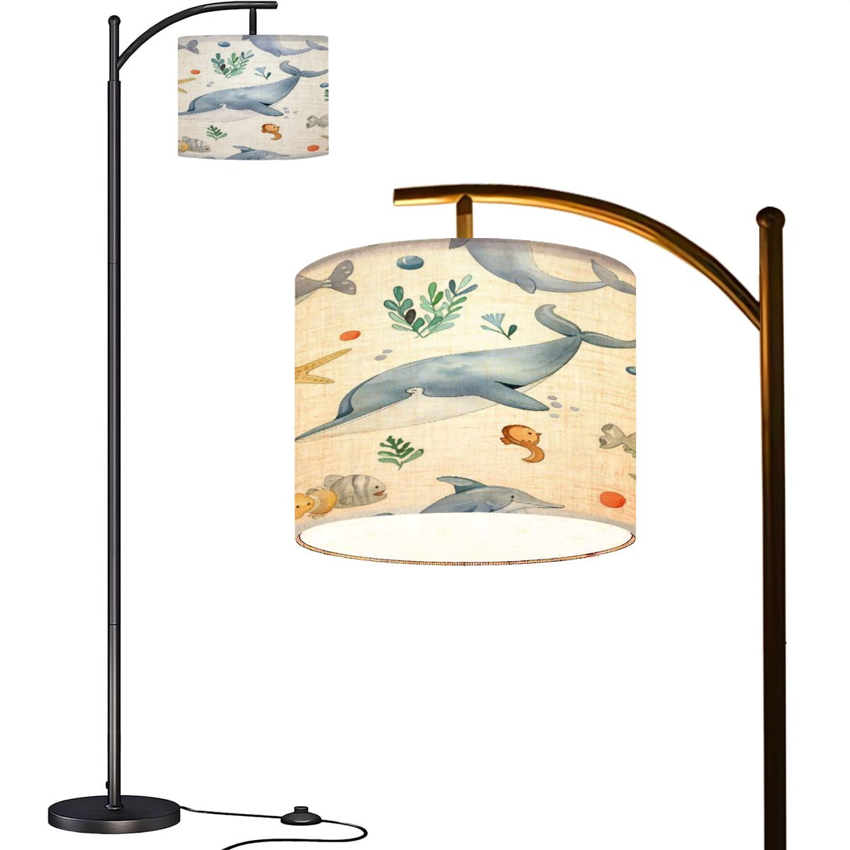 Arc Floor Lamps Cute seamless turtle shells fishes whale octopus ...