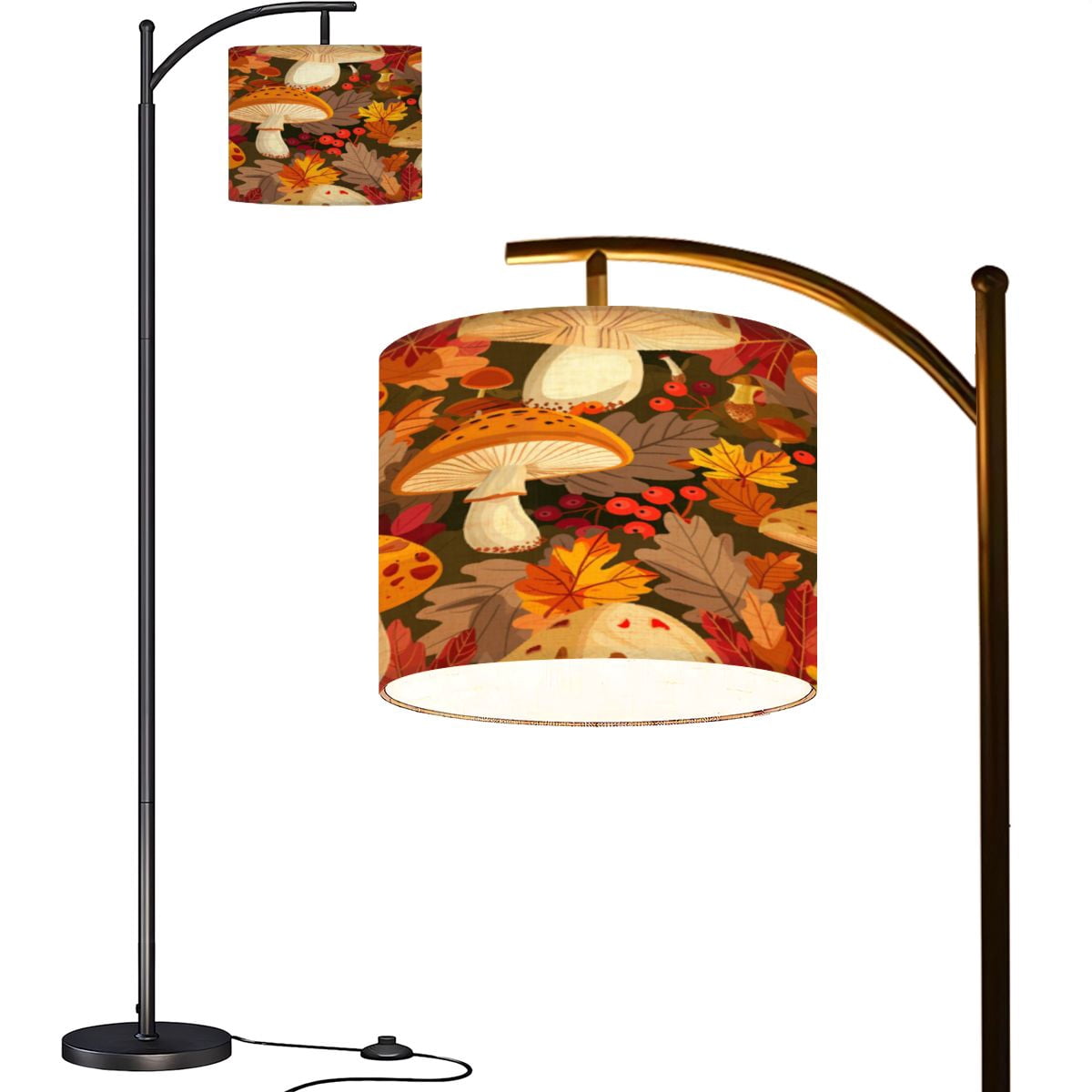 Arc Floor Lamps Dappled Light Forest Pattern Bright Berries Fall Leaves ...